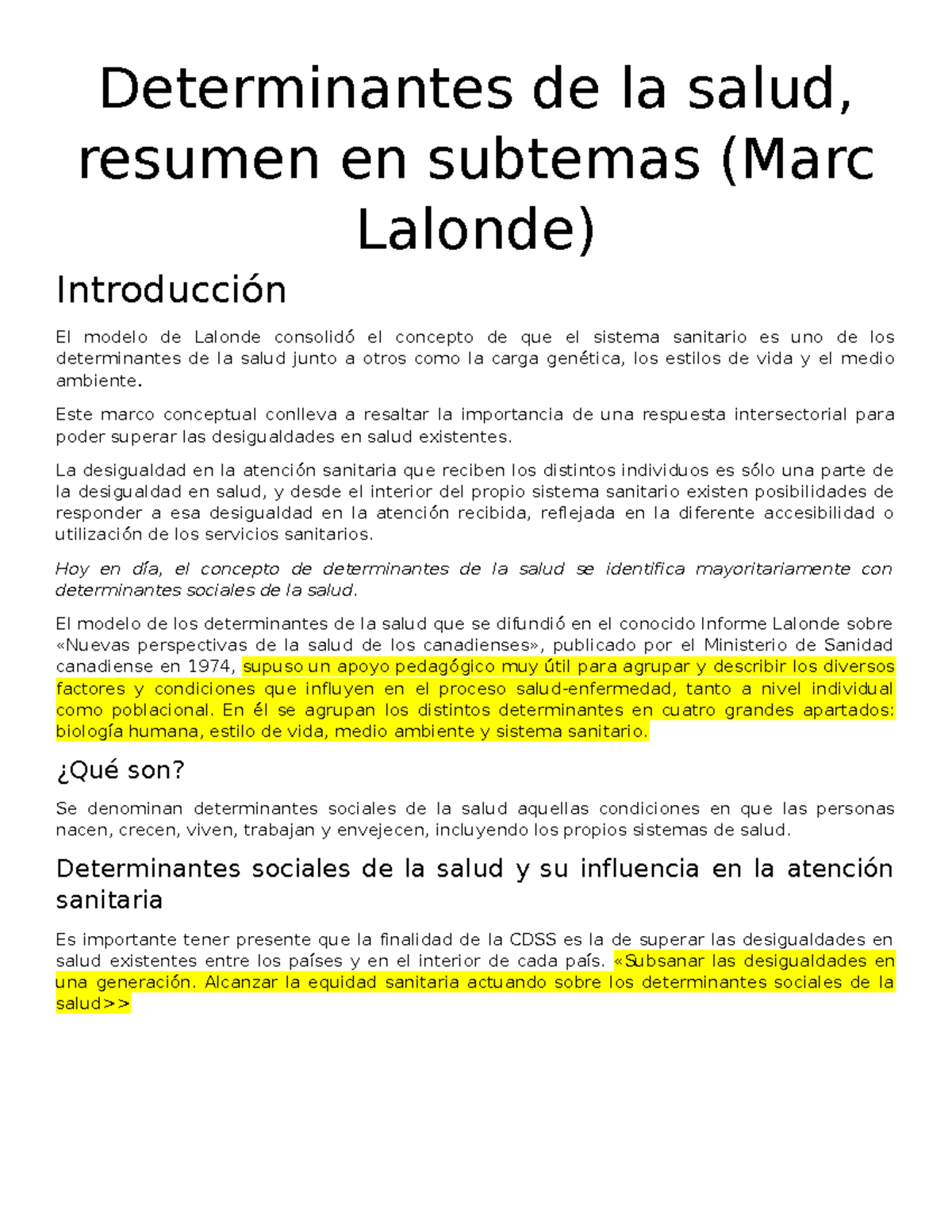 Determinantes de la salud (marc lalonde) - Determinantes de la salud ...
