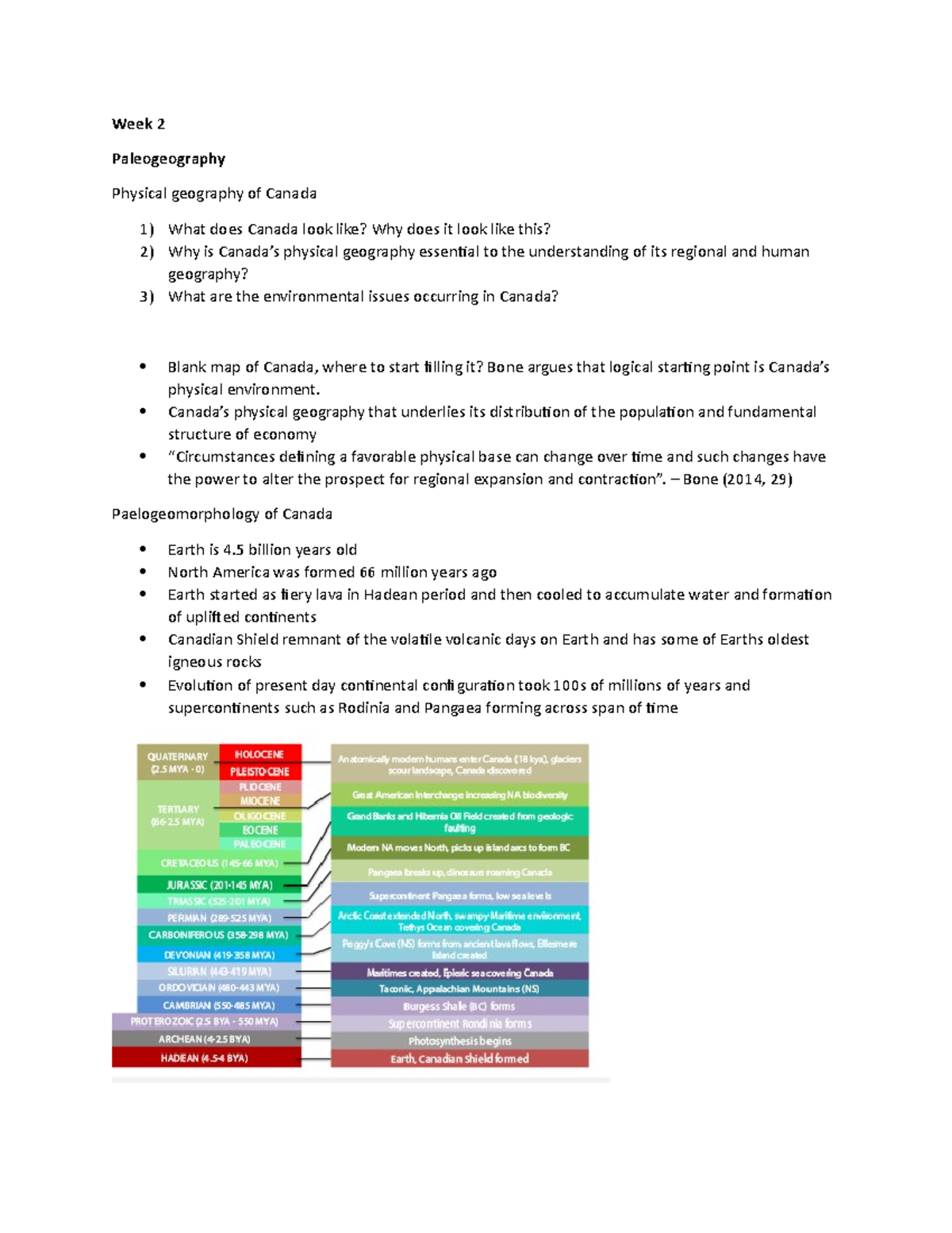 Geo 2OC3 Week-2 - Week 2 Paleogeography Physical geography of Canada 1 ...