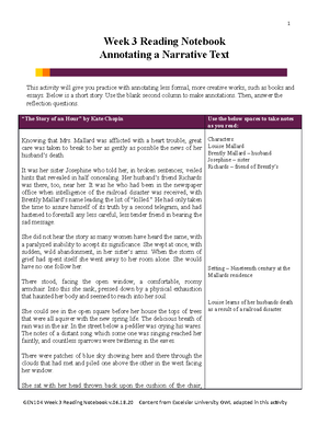 Week 2 Reading Notebook - Week 2 Reading Notebook Annotating a Textbook This activity will give ...