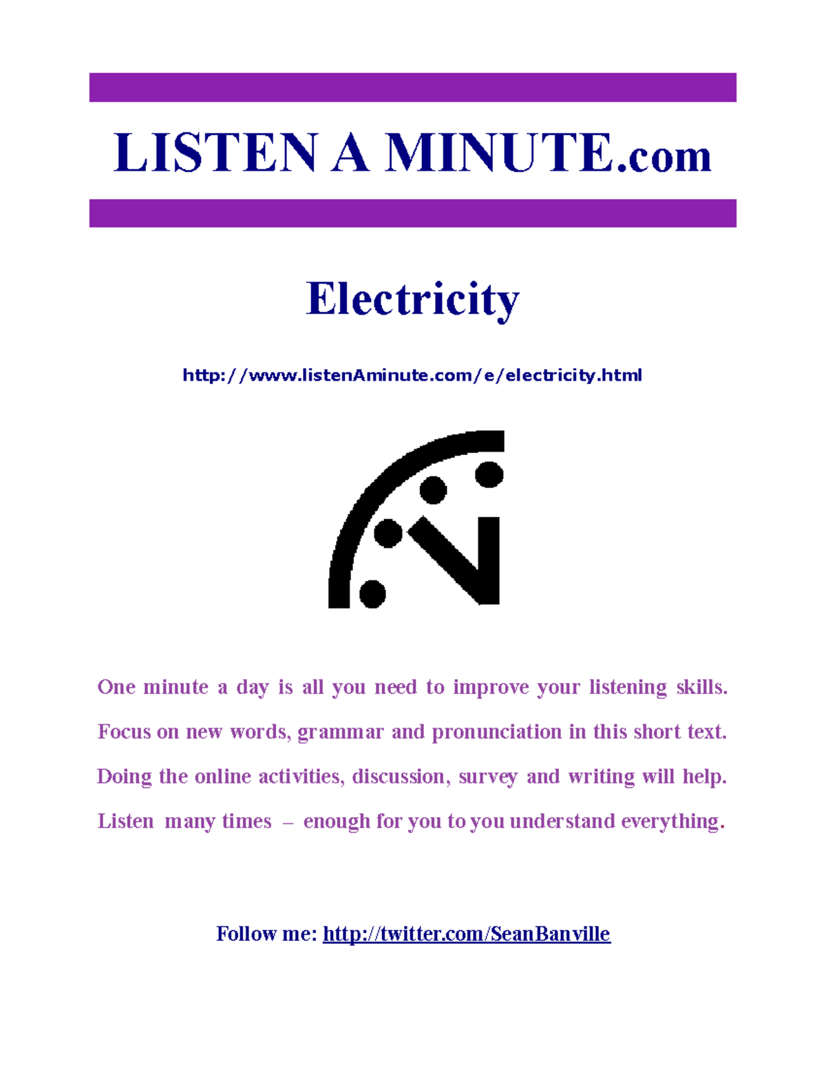 Electricity - .... - LISTEN A MINUTE Electricity listenAminute/e ...