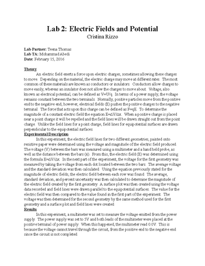 Physics spring lab 6 write up - Lab 6: RC Circuits Cristina Rizzo Lab ...