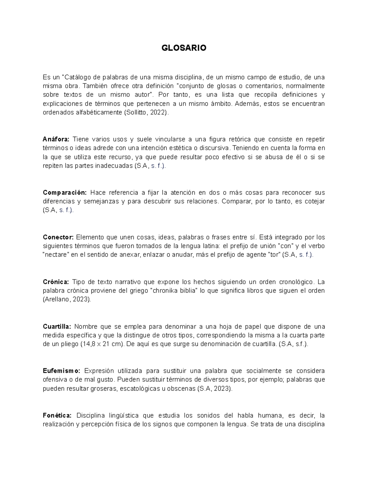 Glosario - GLOSARIO Es un “Catálogo de palabras de una misma disciplina ...