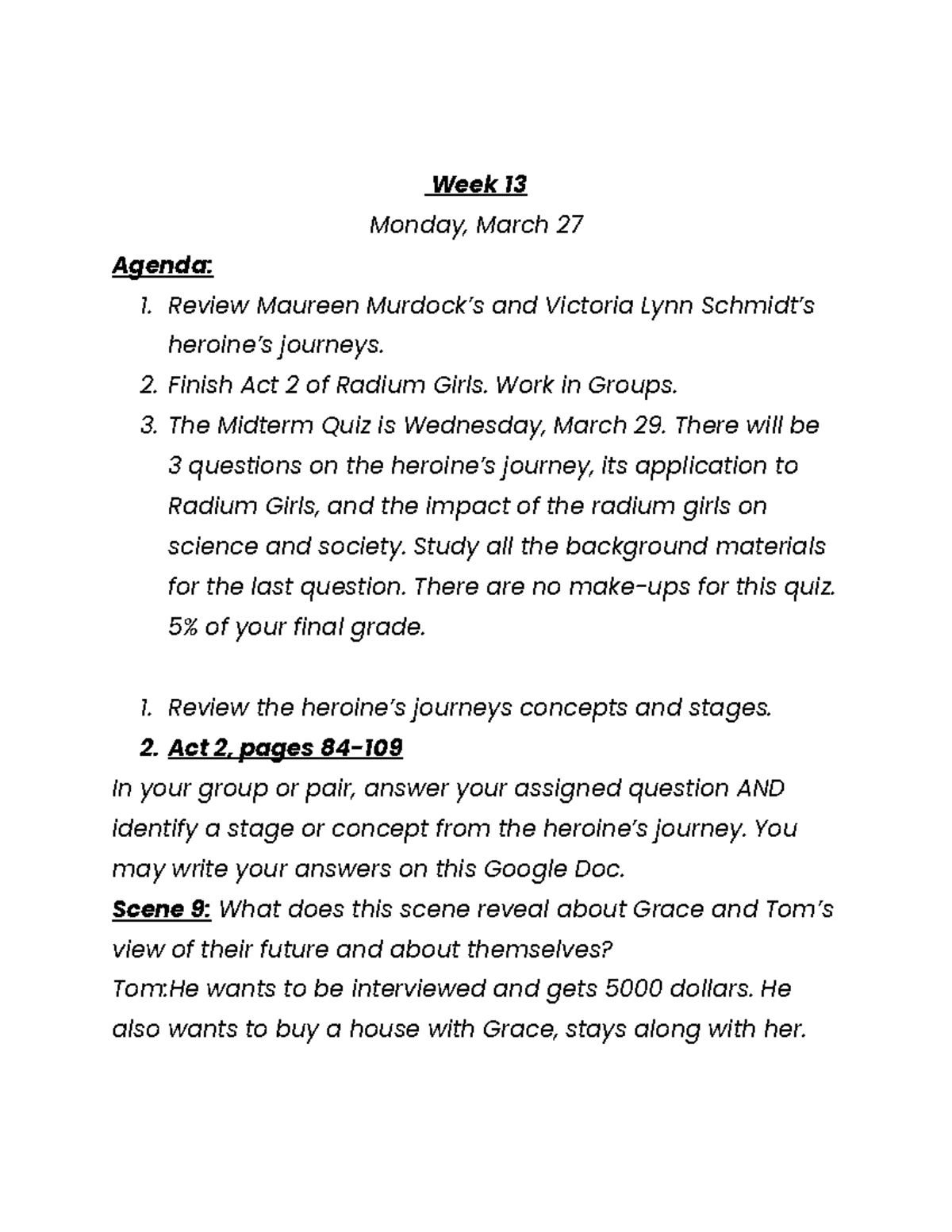 Week 13 - Midterm review english 201 - Week 13 Monday, March 27 Agenda ...