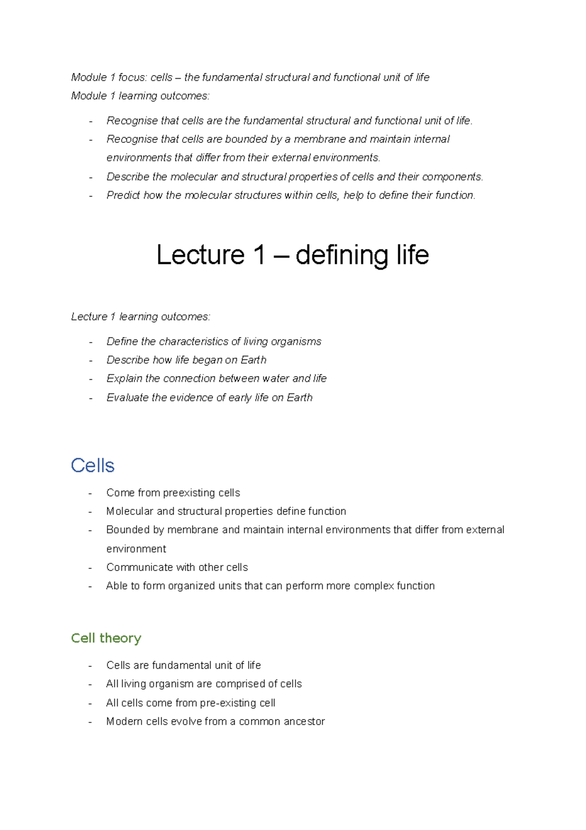1. cells - Module 1 focus: cells – the fundamental structural and ...
