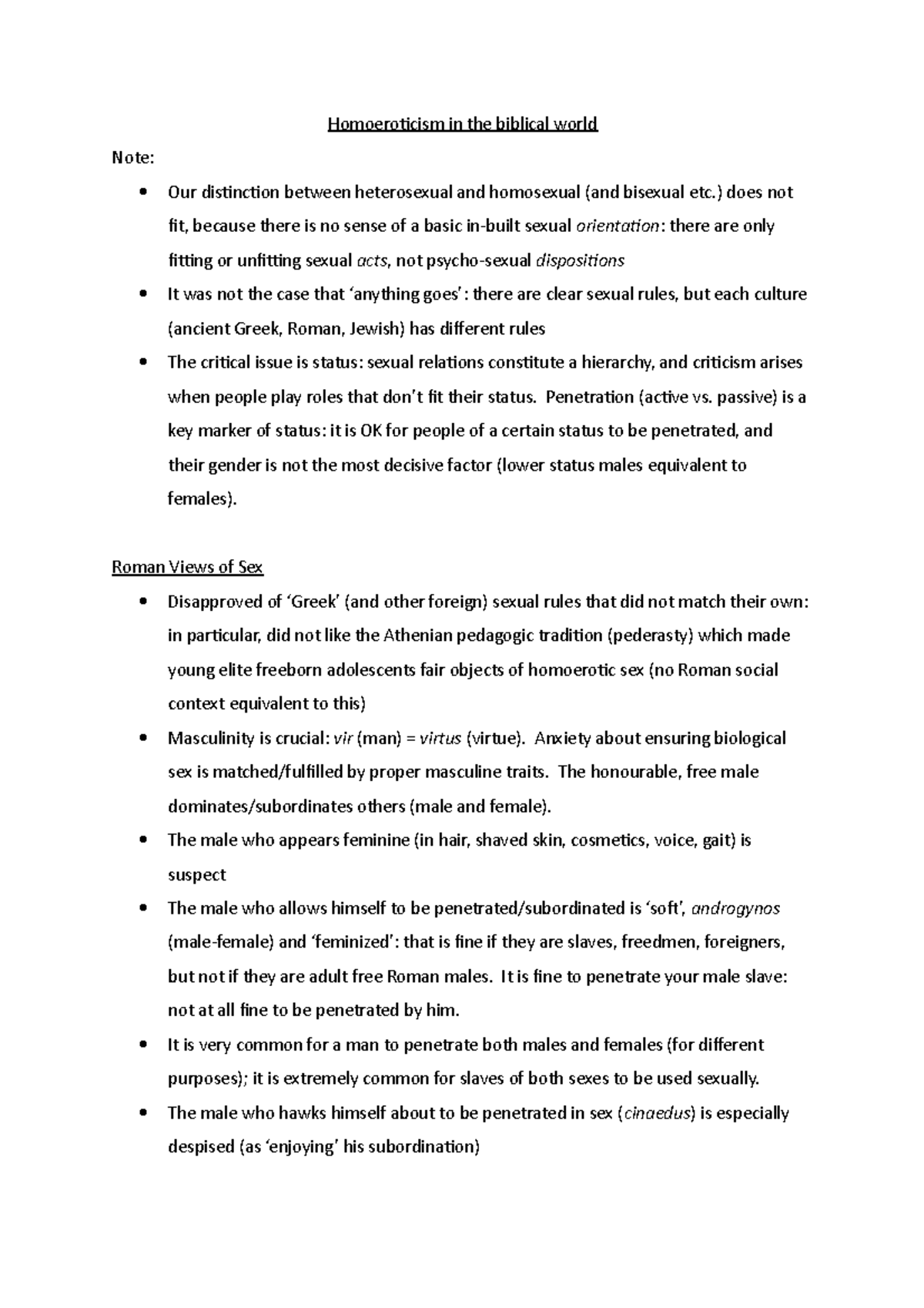 Lecture 7 Homoeroticism in the biblical world - Homoeroticism in the ...