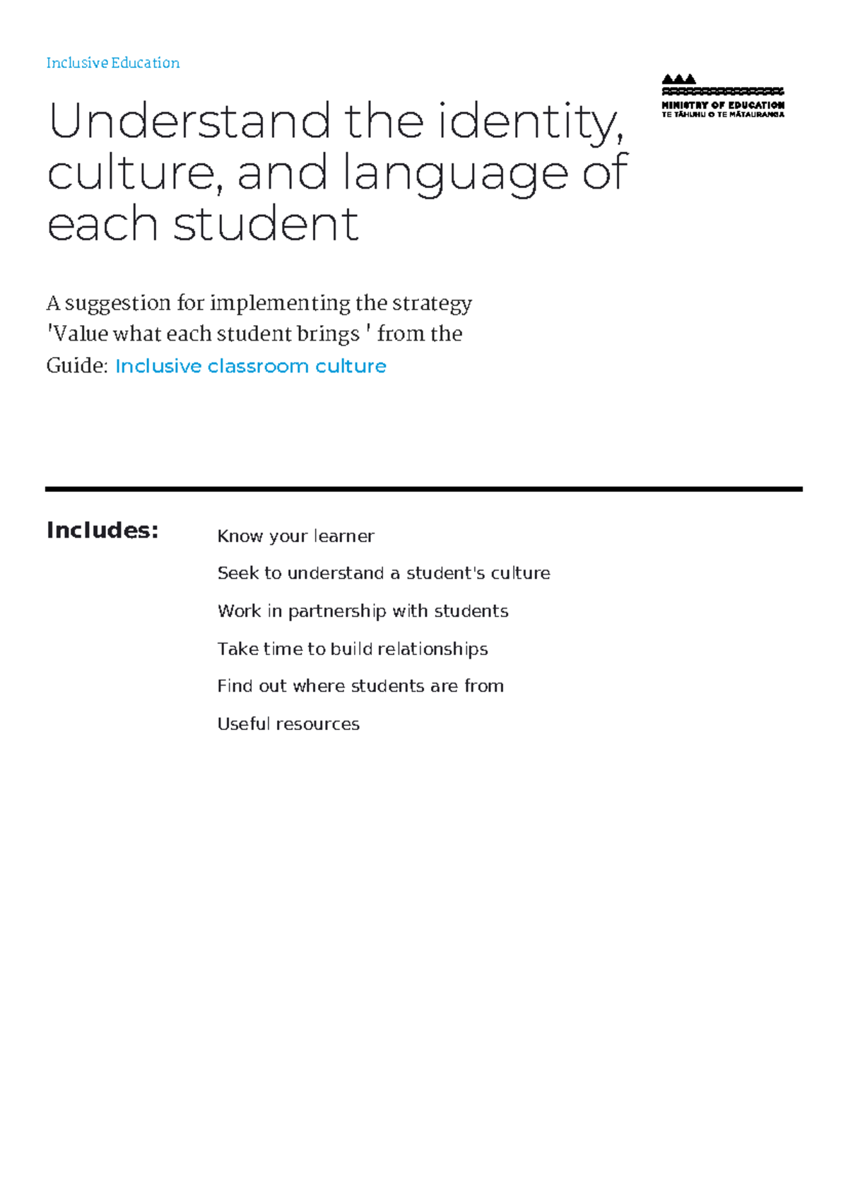 Understand the identity culture and language of each student 1539 ...