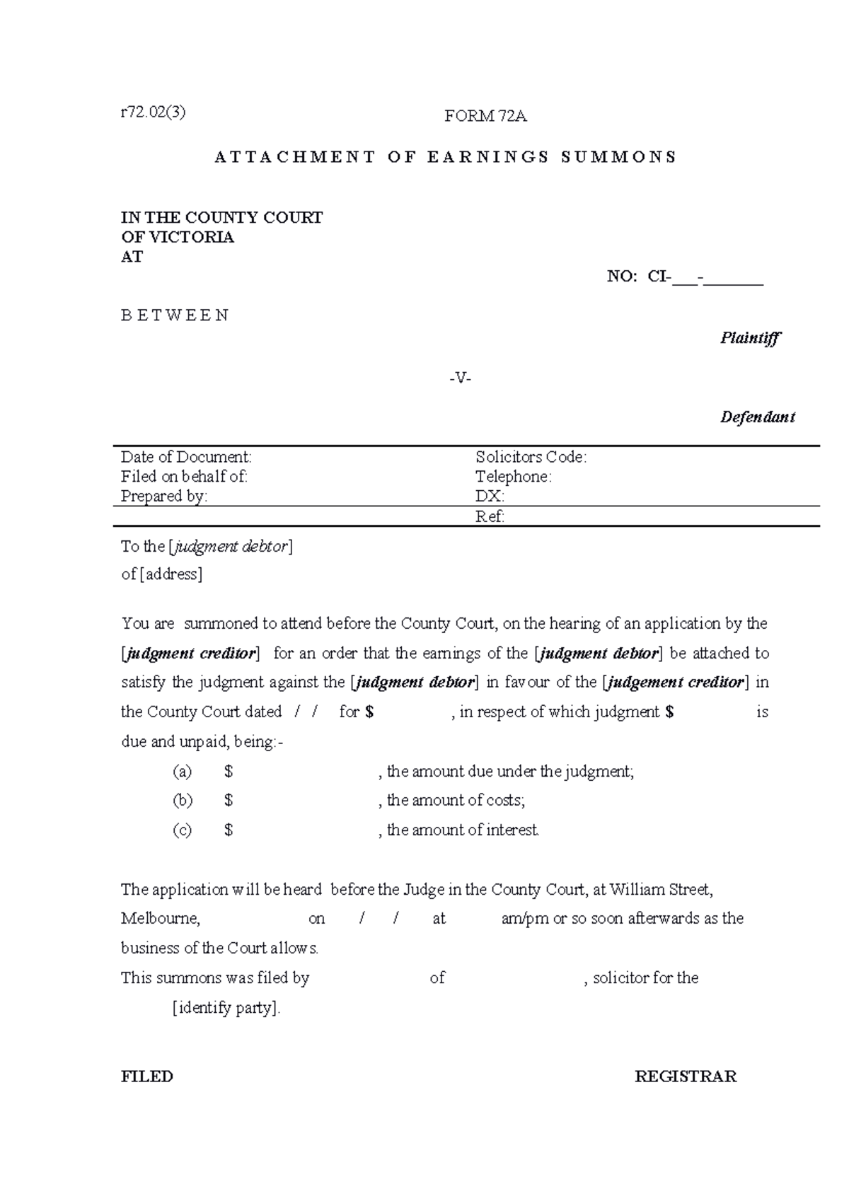 Cifattachment-earnings - r72(3) FORM 72A A T T A C H M E N T O F E A R ...