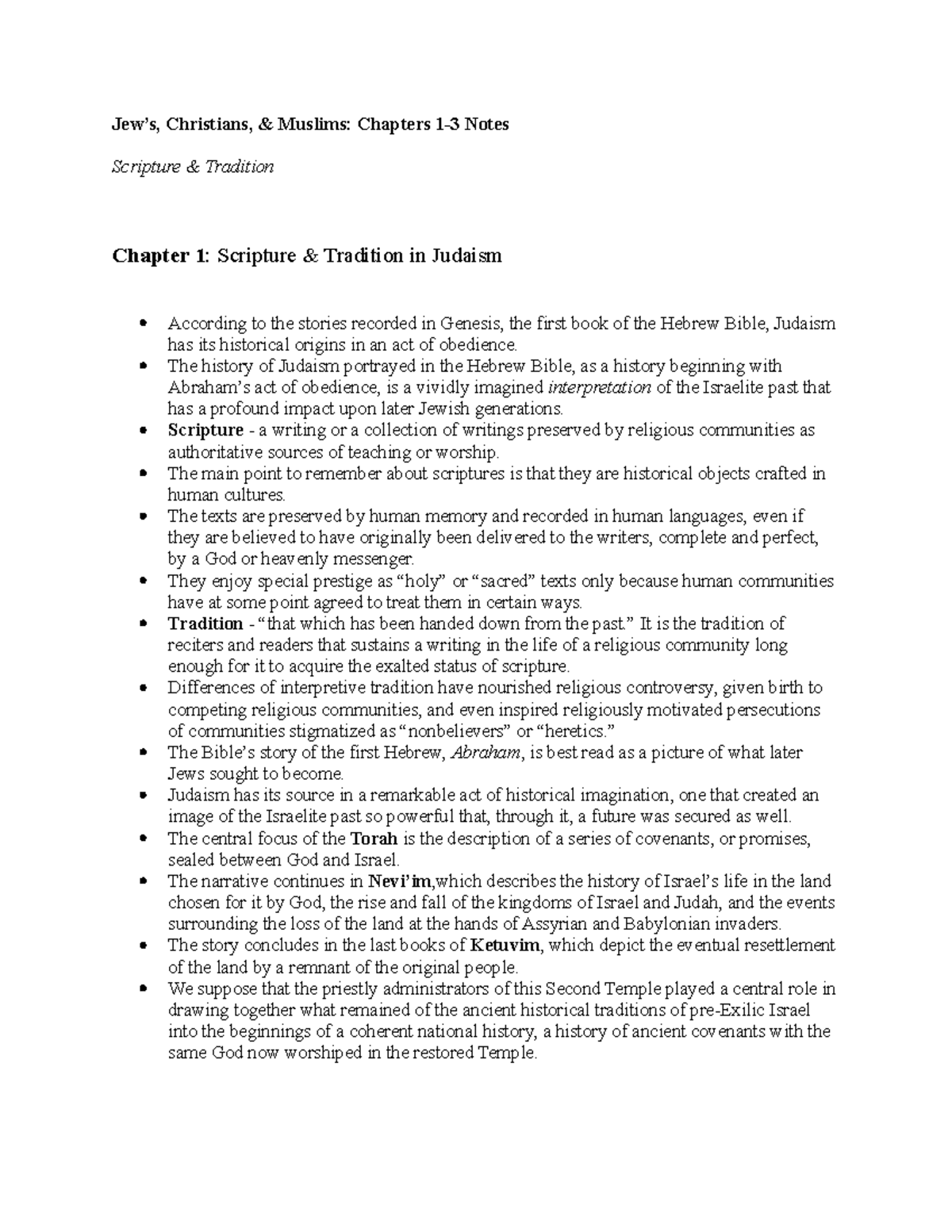 Jews Christians and Muslims Chapter 1-3 Notes - Jew’s, Christians ...