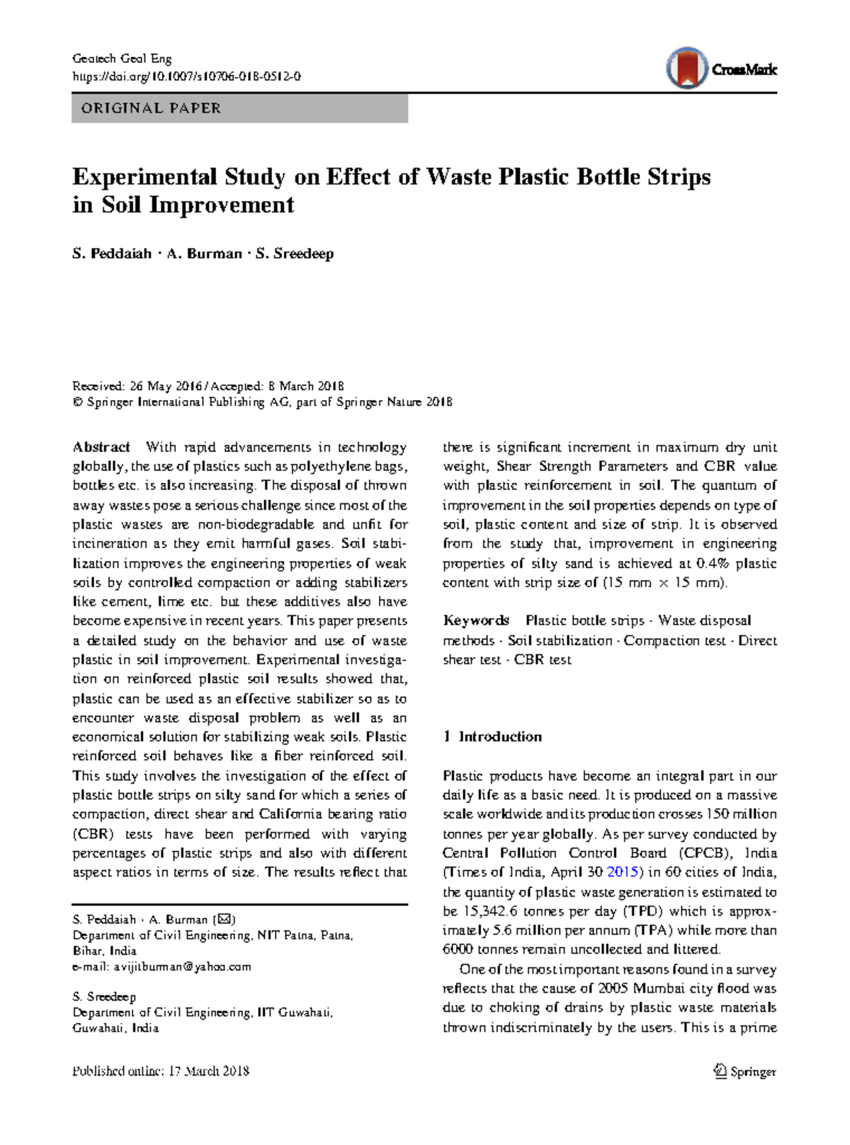 Experimentalstudy - Hope it hepls - ORIGINAL PAPER Experimental Study ...