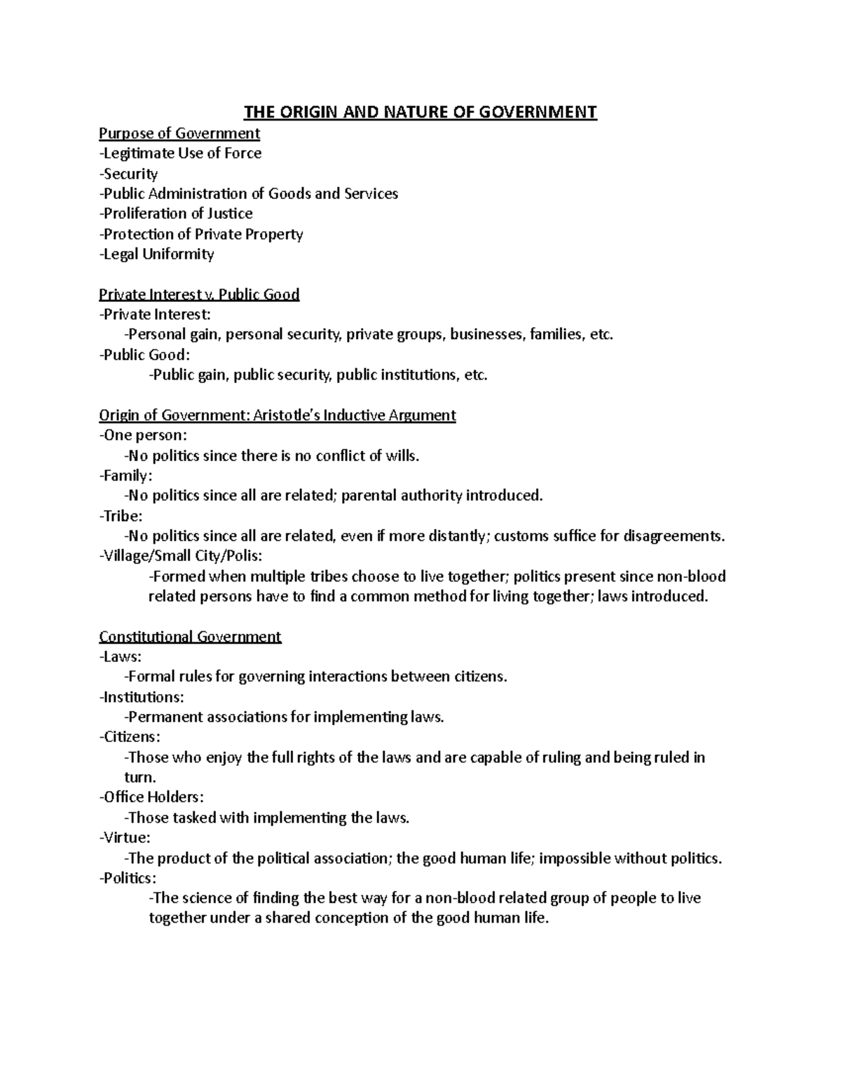 The Origin and Nature of Government - THE ORIGIN AND NATURE OF ...