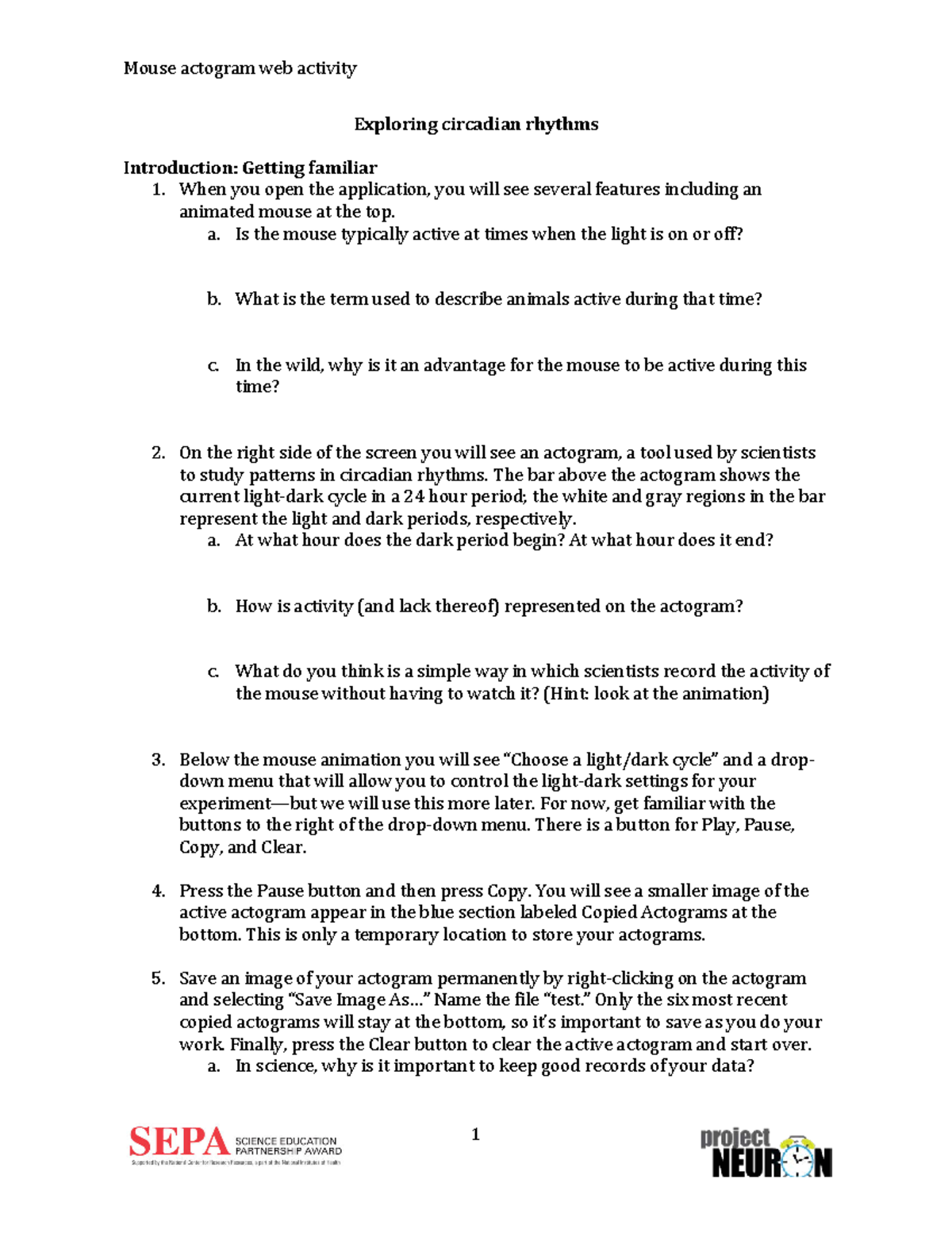 Exploration guide - nutricion - Mouse actogram web activity 1 Exploring ...