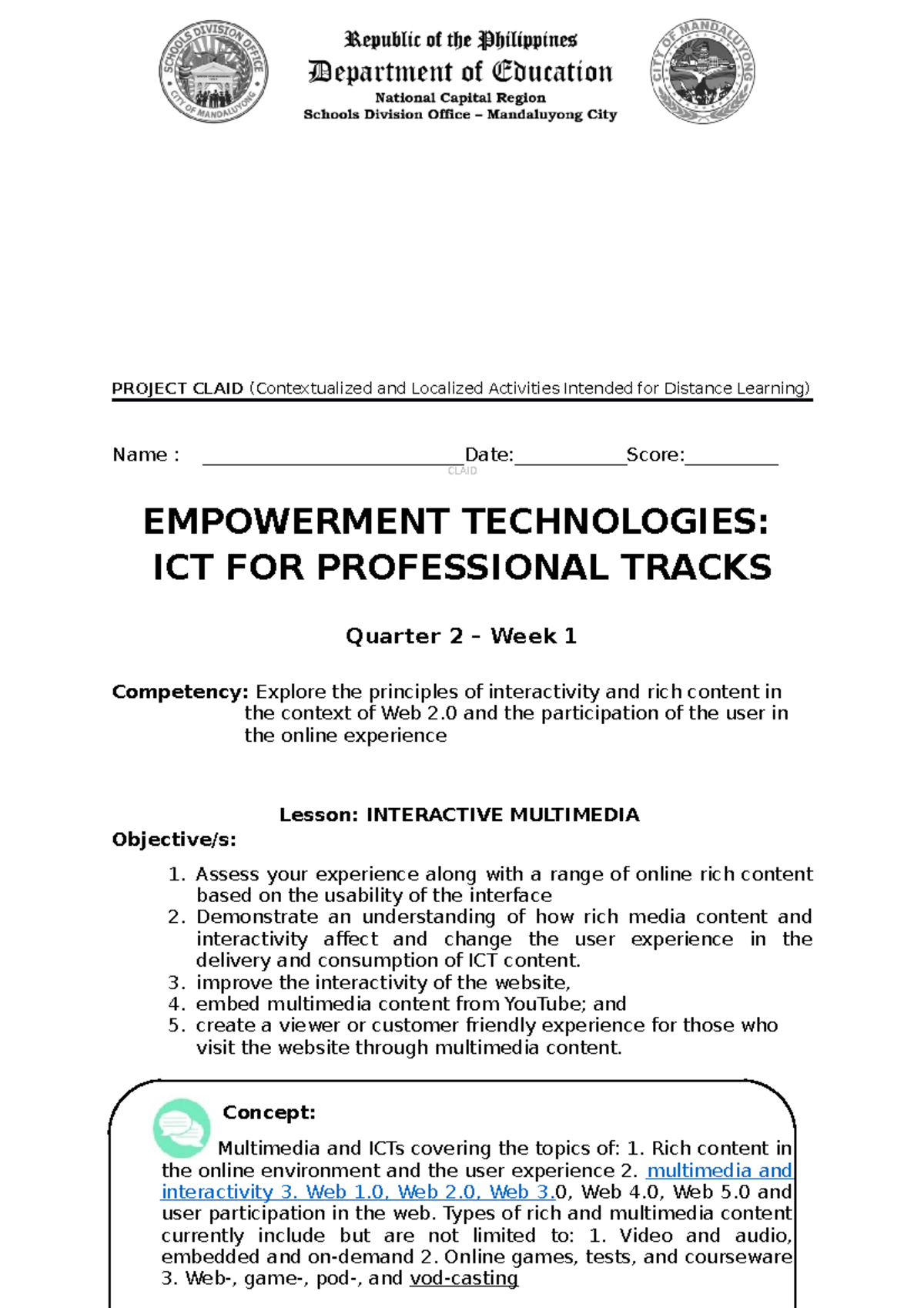 Emptech Activity- Sheet-Q2-WEEK-1 Concept Paper Sample for creating ...
