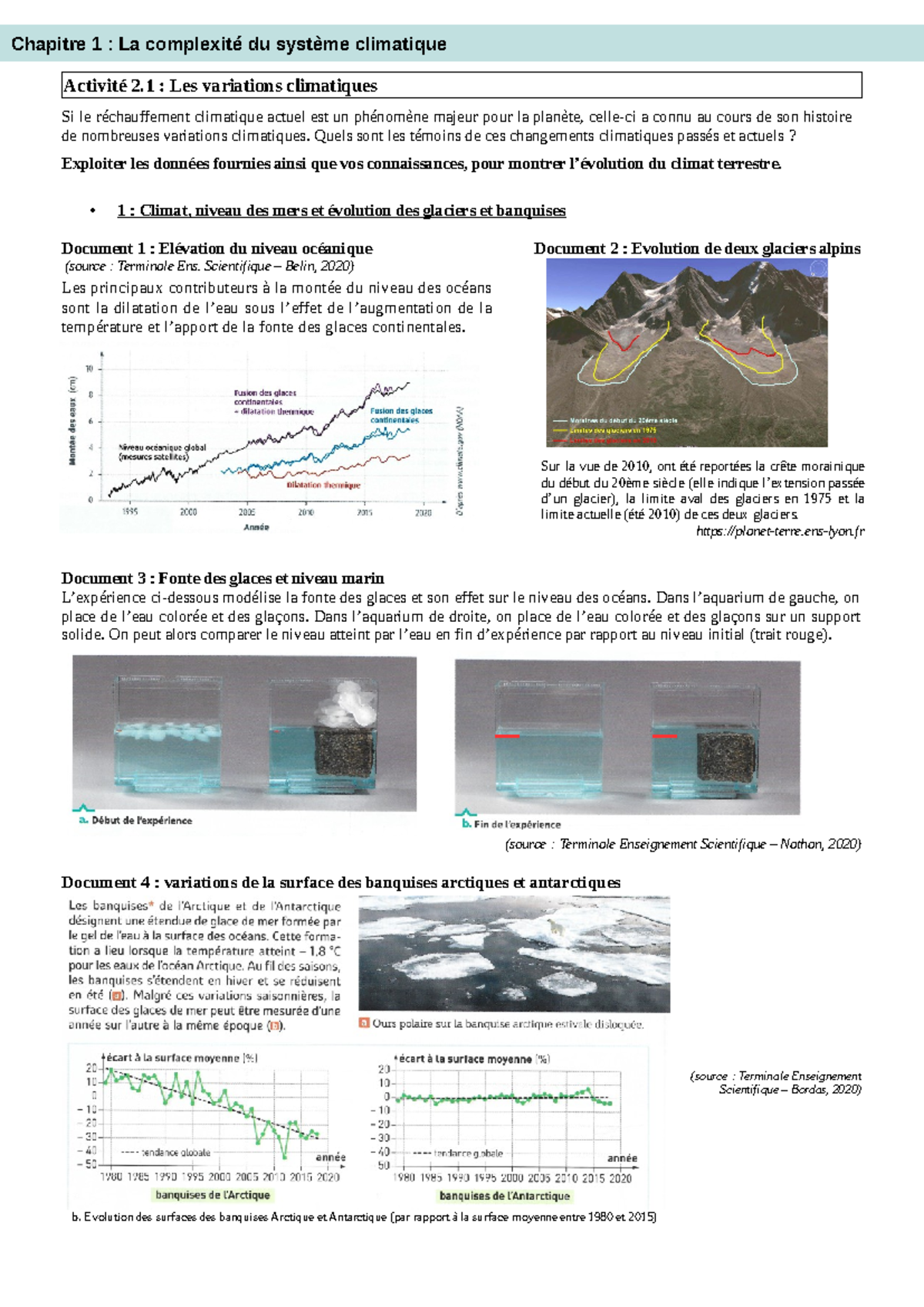LA Complexite DU Systeme Climatique - Activité 2 : Les variations ...