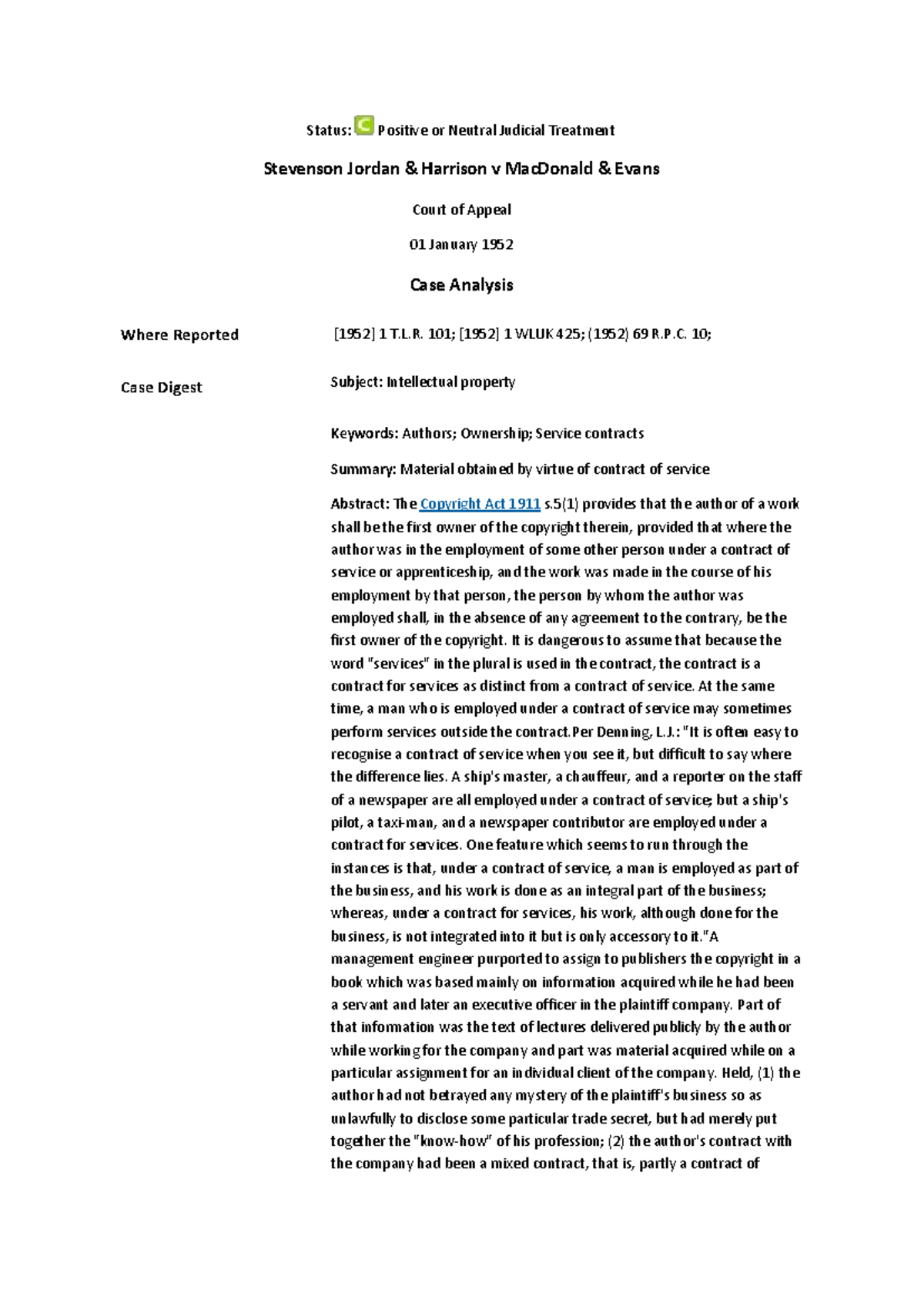 Stevenson - Cases - Status: Positive or Neutral Judicial Treatment ...