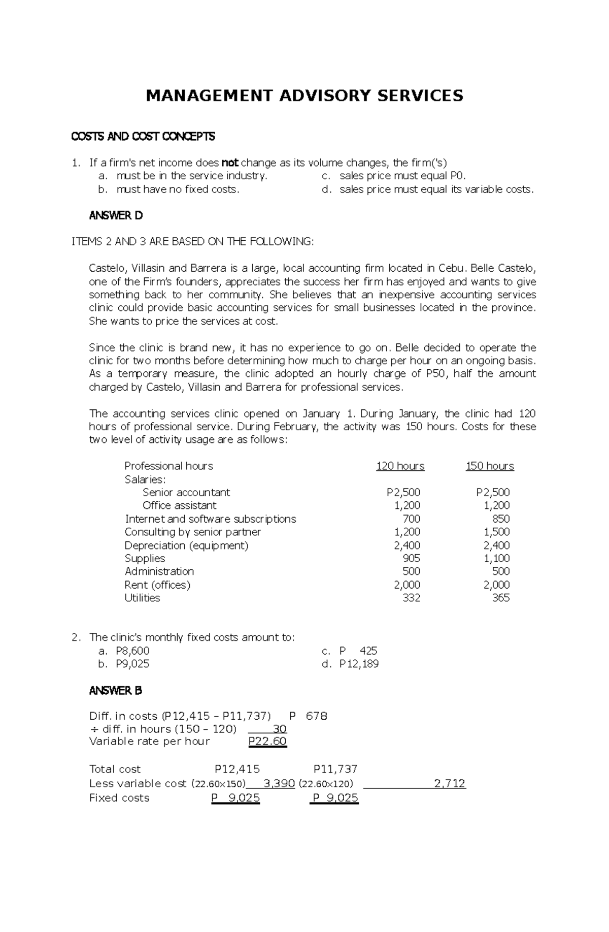 MAS - Management Advisory Services Practice Materials - MANAGEMENT ...