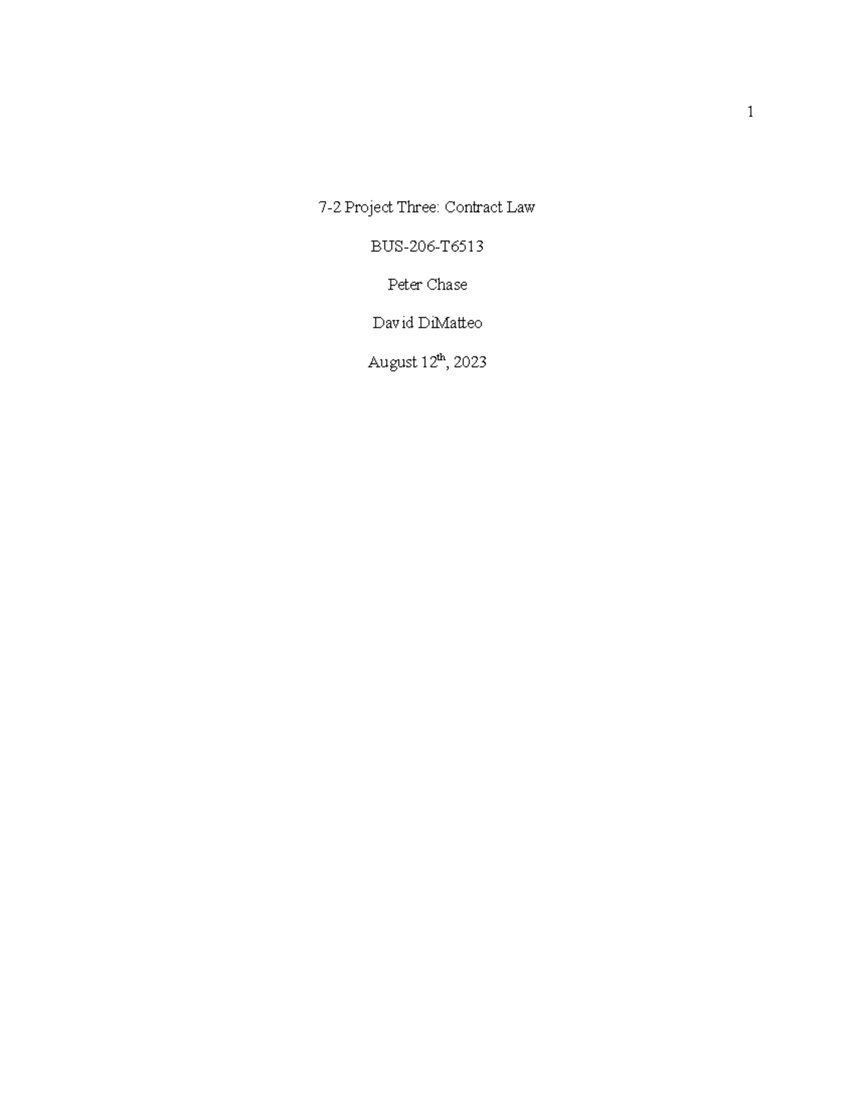 Contract law - Final Project for BUS-206 - 7-2 Project Three: Contract ...