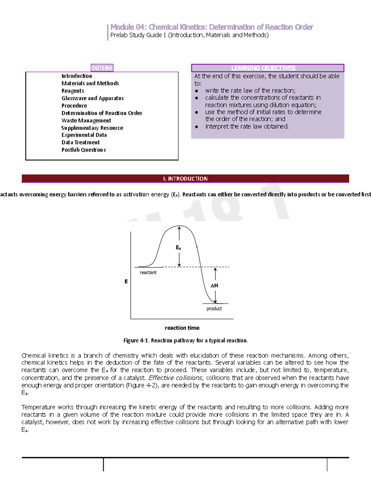 Module 4 - Chemical Kinetics Prelab Study Guide-converted ...
