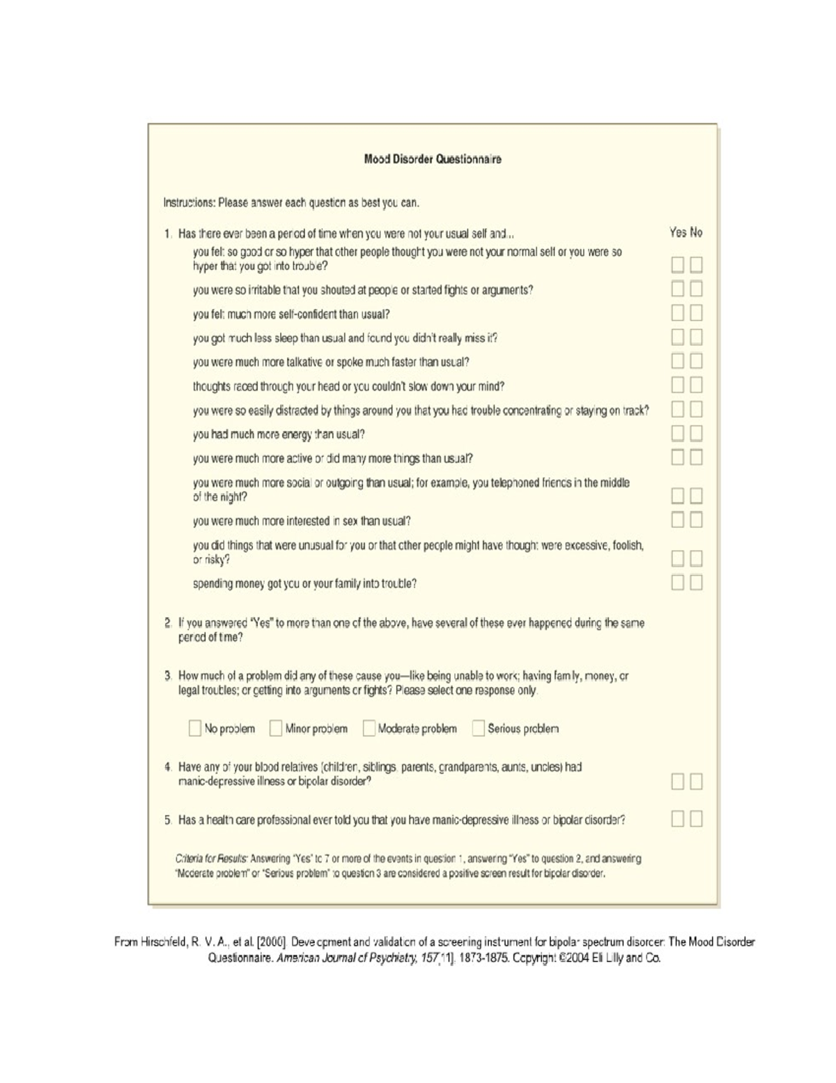 Mood Disorder Questionnaire - NUR 1212C - Studocu