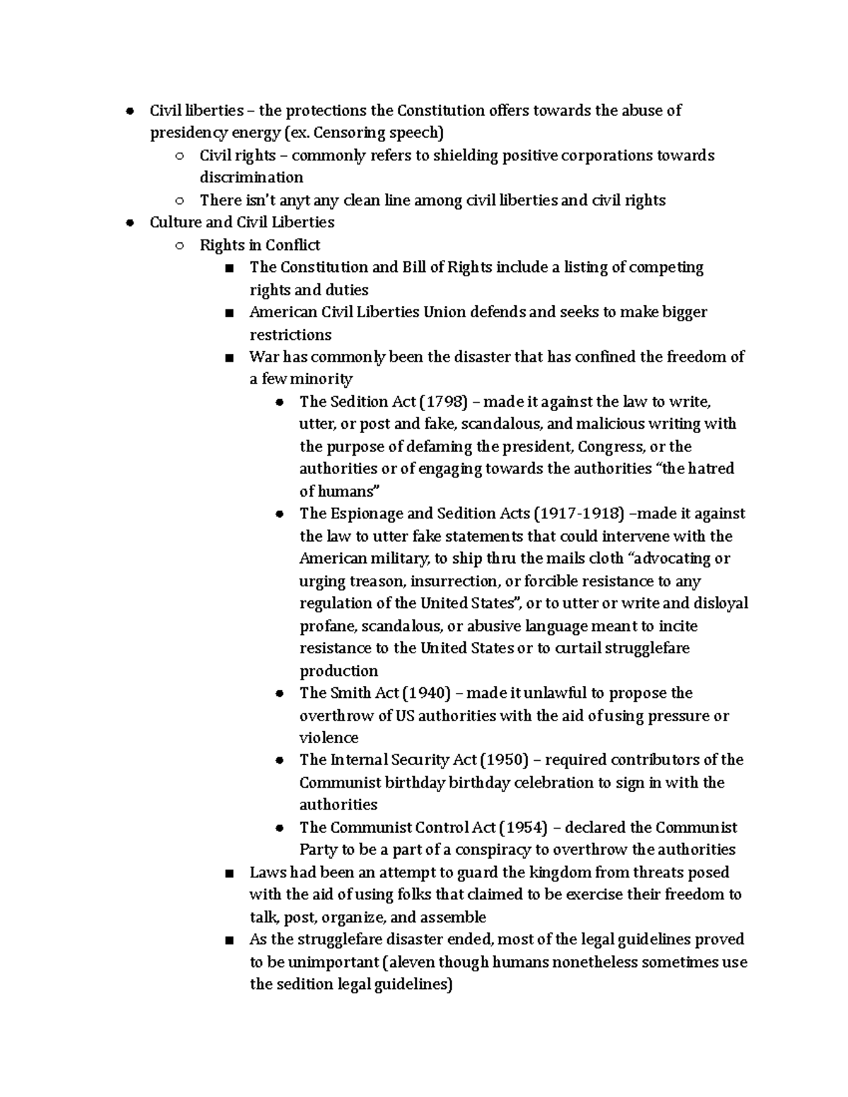 US Rights Lecture 1 - Civil liberties – the protections the ...