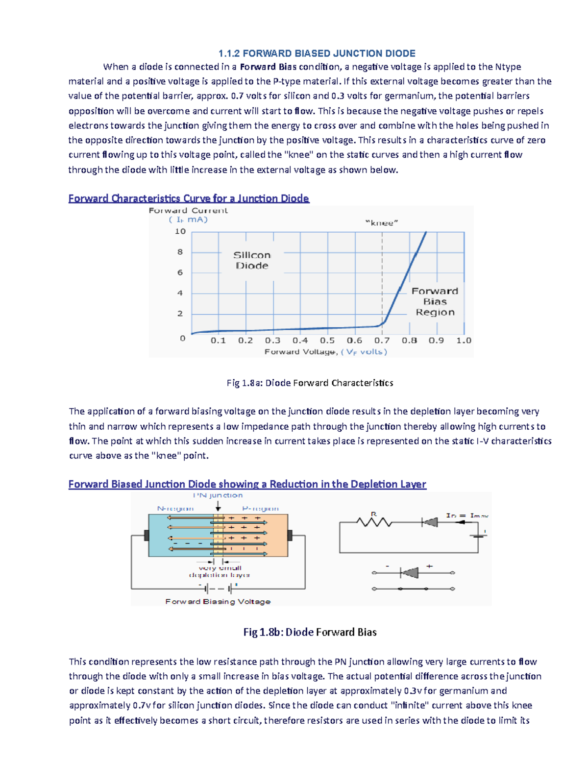 Forward Biased Junction Diode - 1.1 FORWARD BIASED JUNCTION DIODE When ...