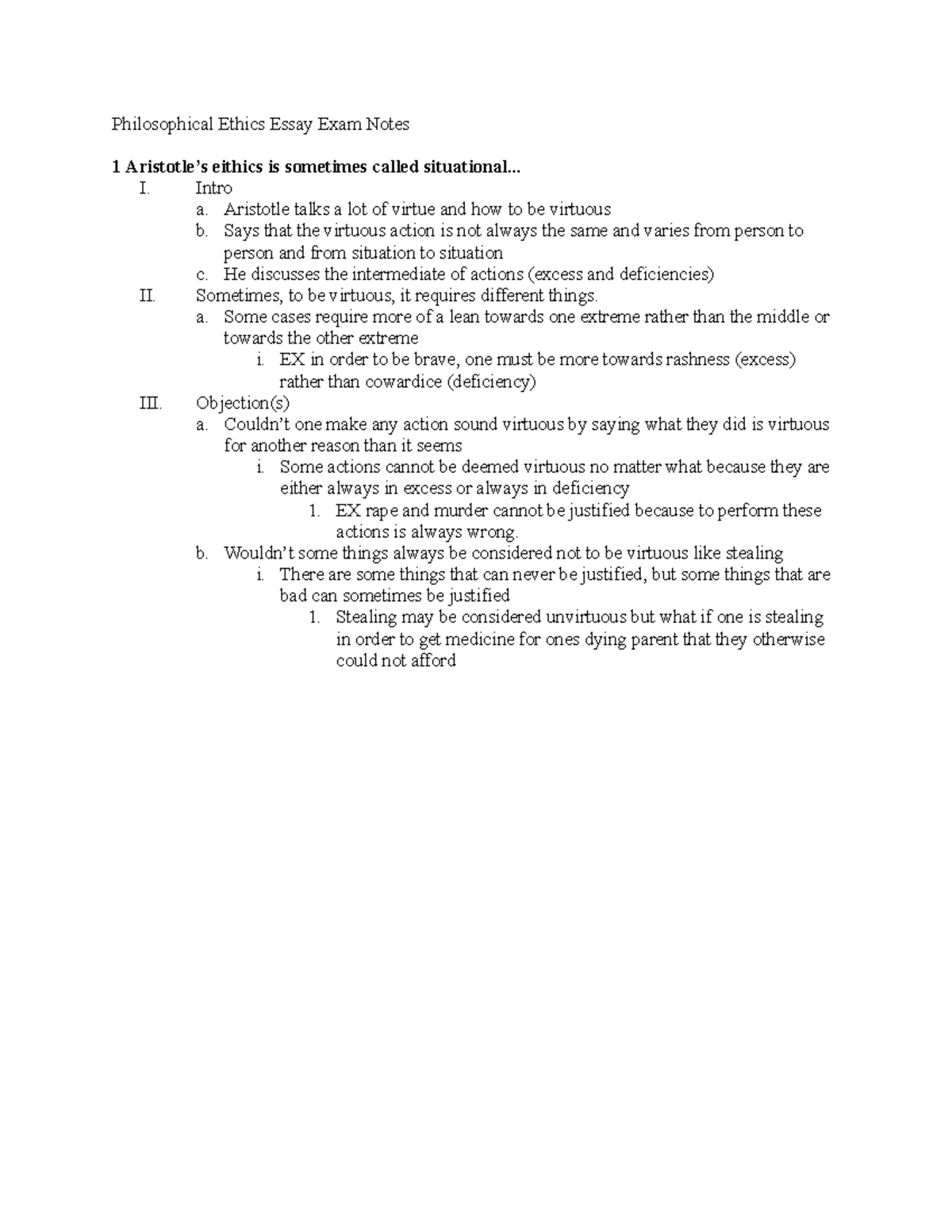 PE Essay Exam 1 Notes - Philosophical Ethics Essay Exam Notes 1 ...