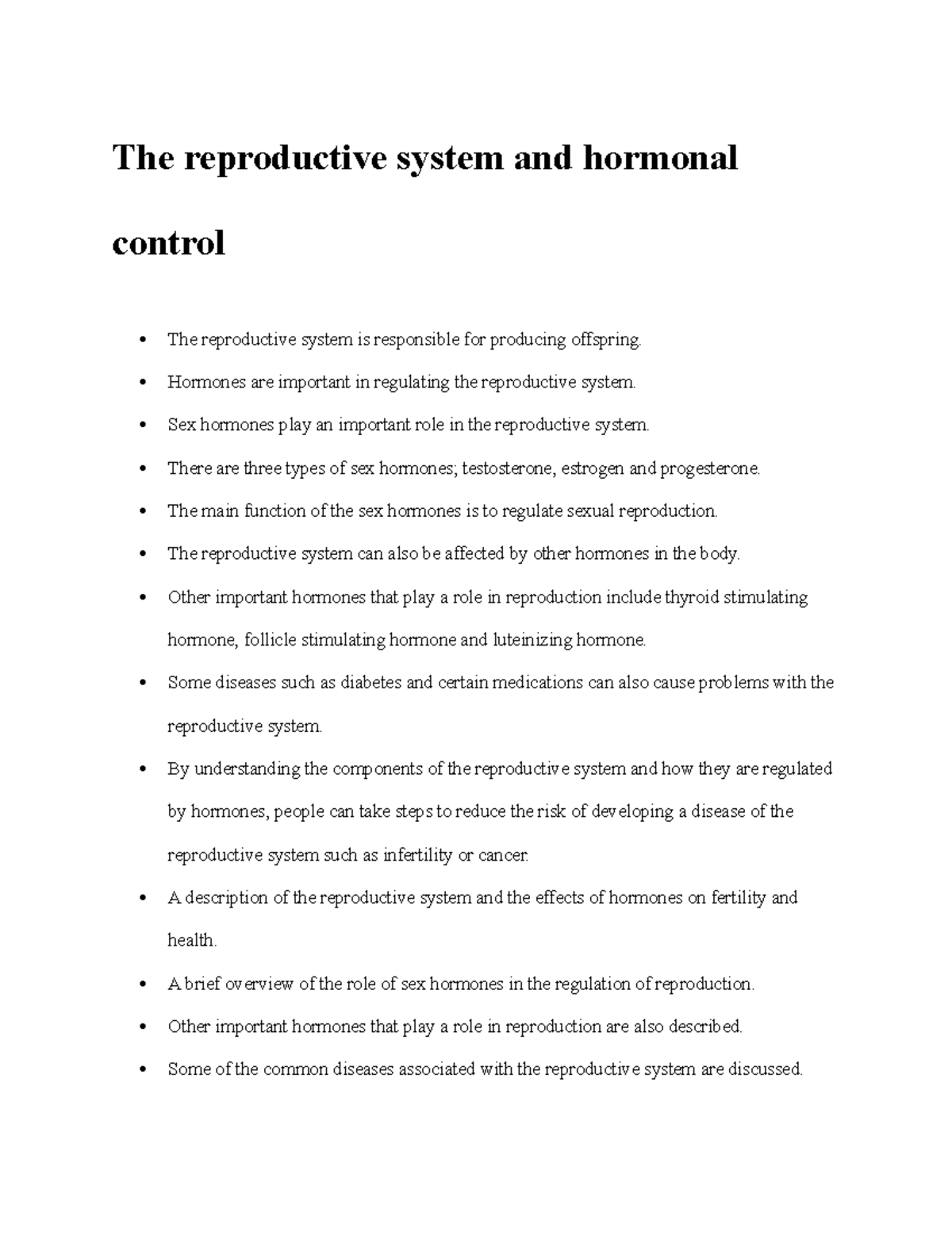 The reproductive system and hormonal control - The reproductive system ...