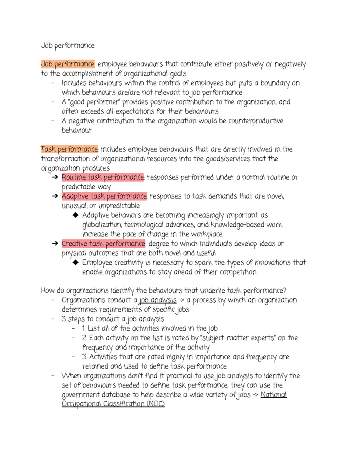 Chapter 2 job performance - Job performance Job performance : employee ...