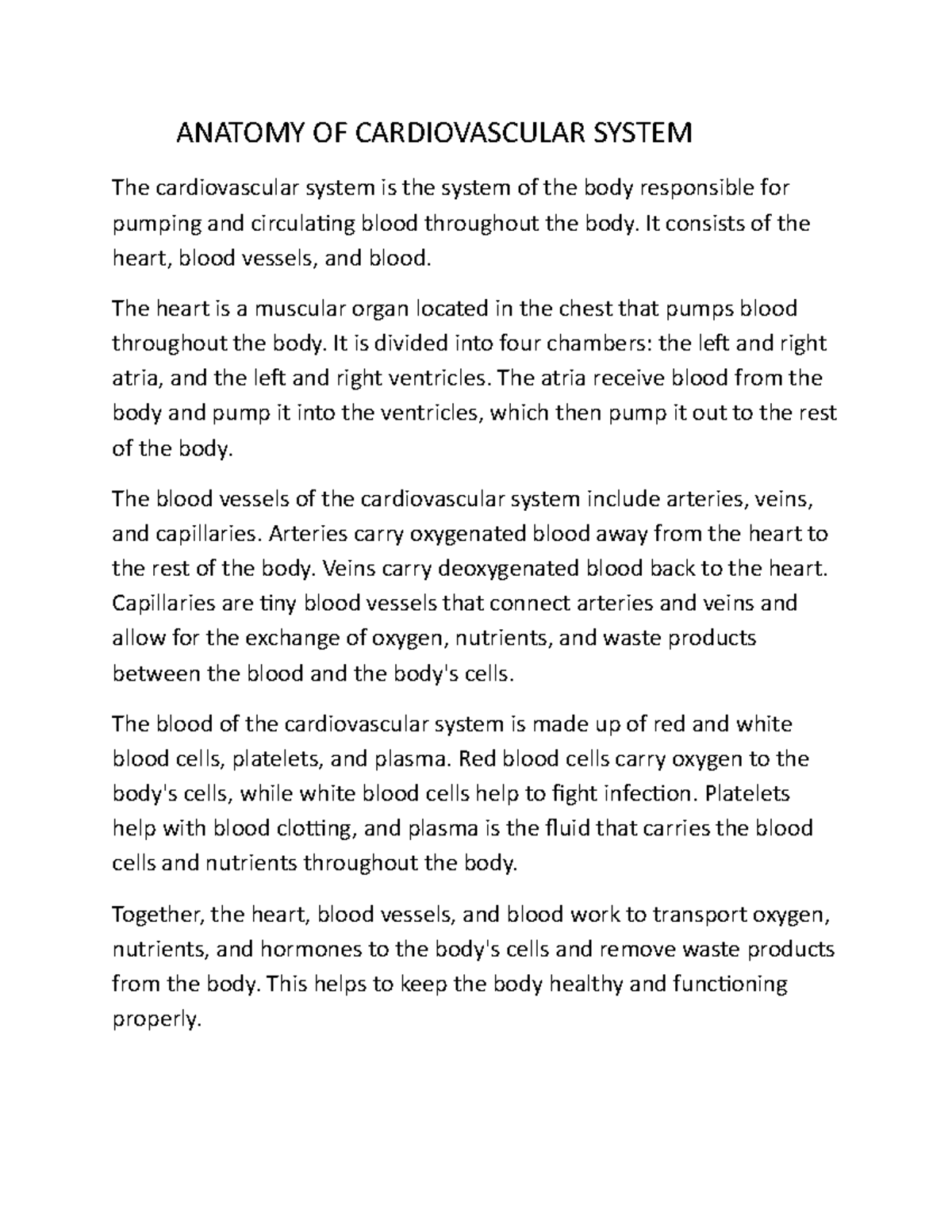 Anatomy OF Cardiovascular Systtem - ANATOMY OF CARDIOVASCULAR SYSTEM ...