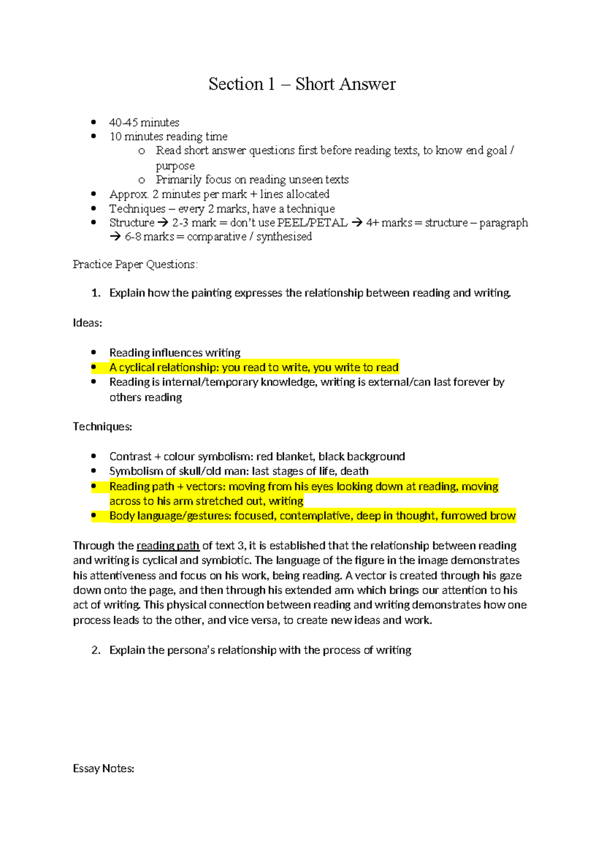 12a. Section 1 Revision - Section 1 – Short Answer 40-45 minutes 10 ...