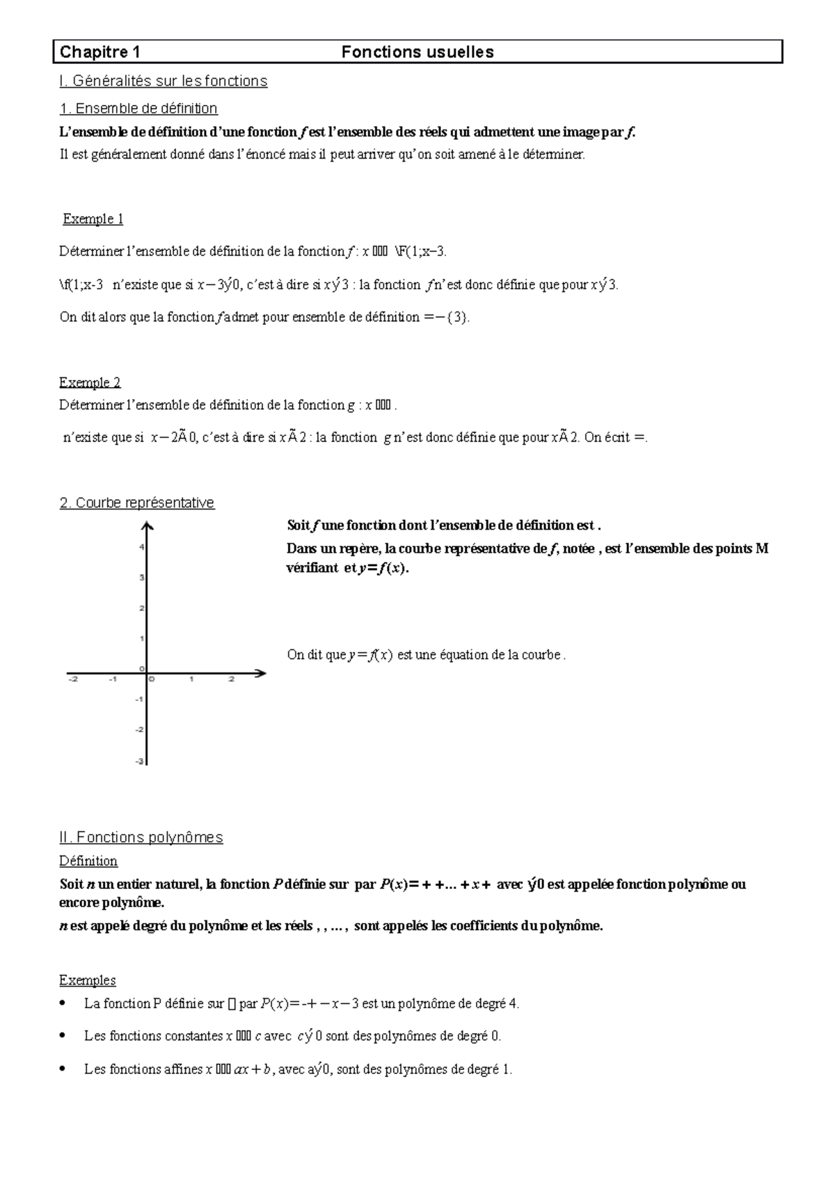 Fonctions usuelles - math Lycee - Chapitre 1 Fonctions usuelles I ...