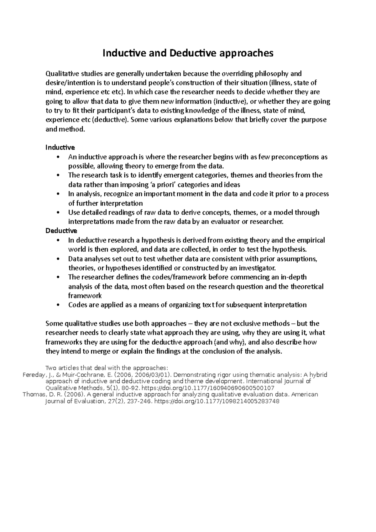 Inductive and Deductive approaches - Inductive and Deductive approaches ...