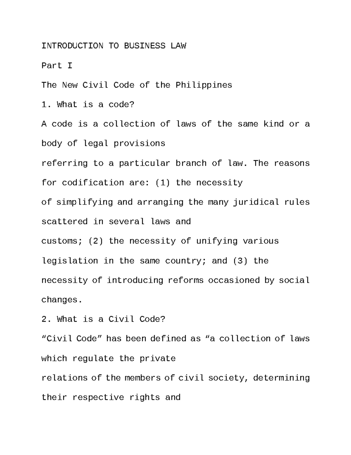 Law1 Obligation And Contracts Law Explanation Introduction To