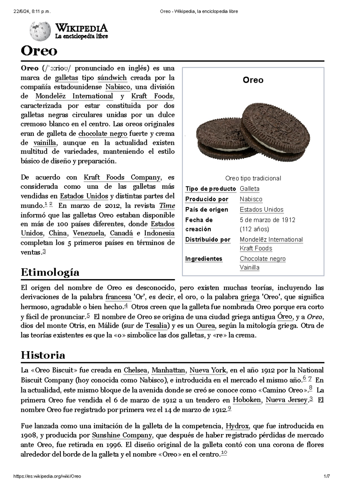 Oreo - Wikipedia, la enciclopedia libre - Oreo Oreo tipo tradicional ...