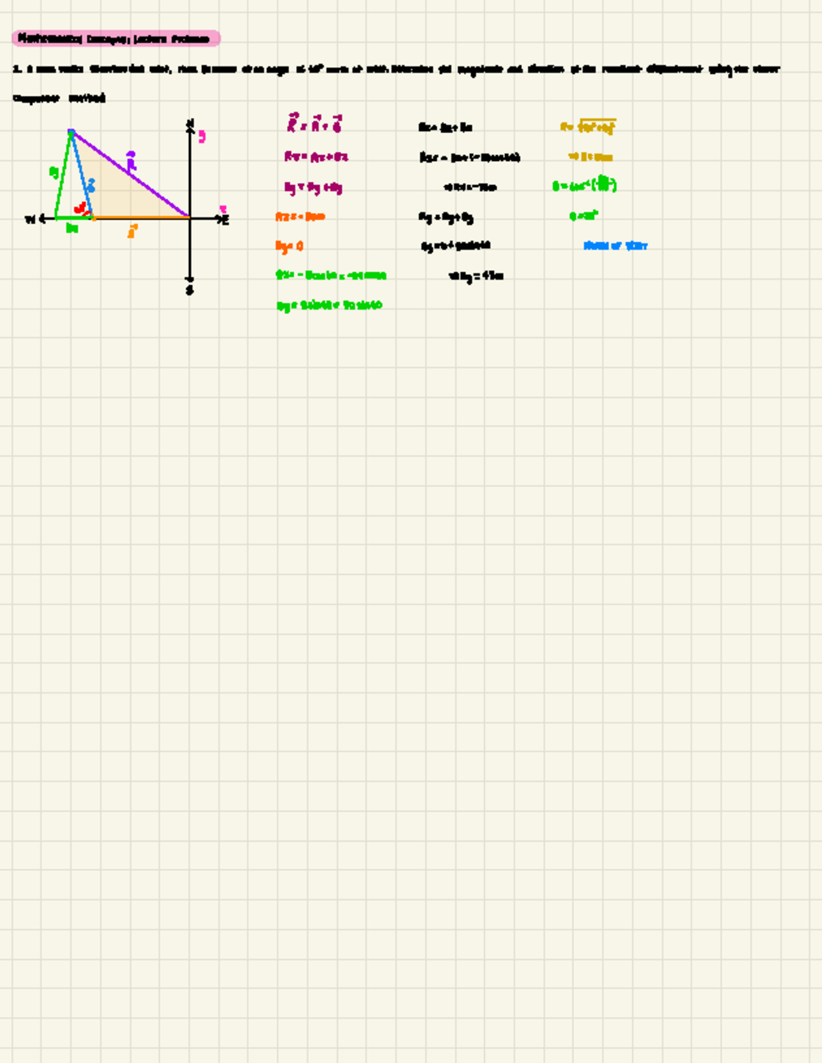 Lecture Examples - Mathematical Concepts:Lecture Problem A man walks ...
