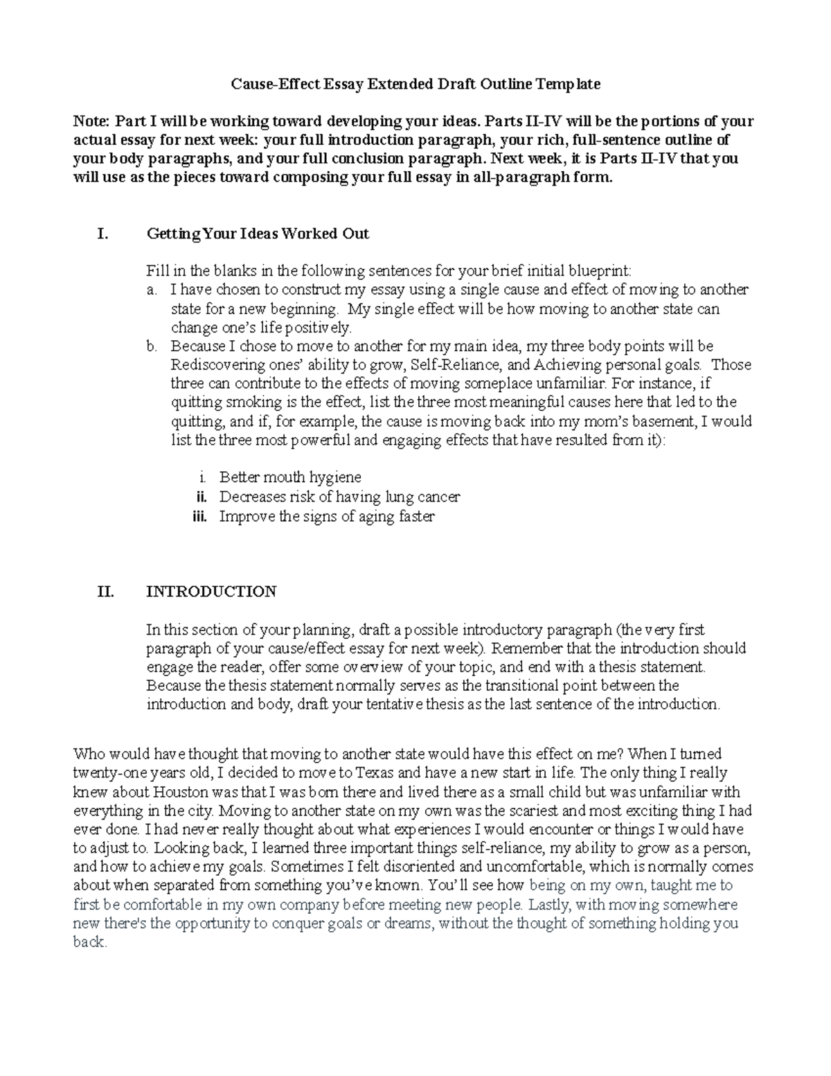 Naudia Ayers ENGL117 Week 5 Cause-Effect Extended Draft Outline - Cause ...