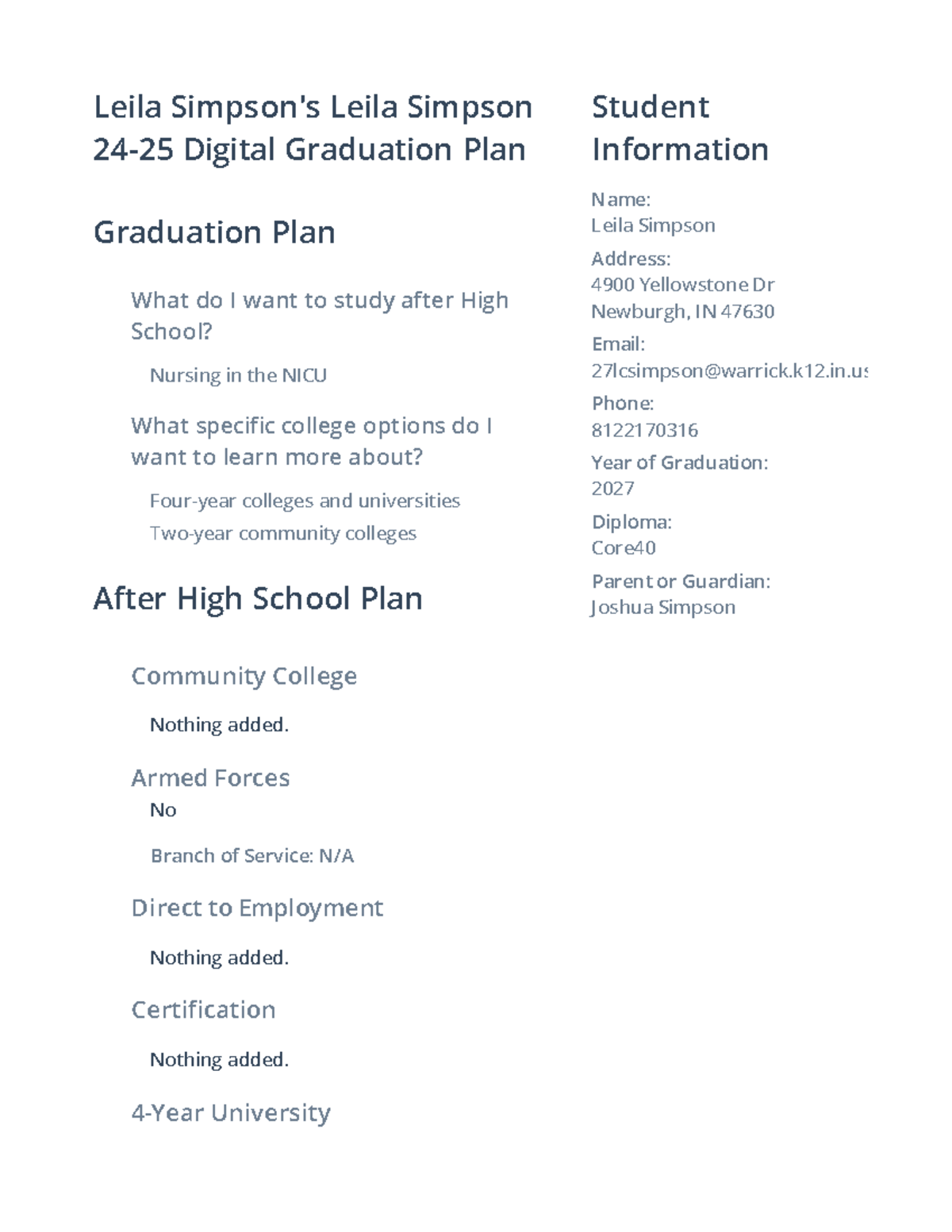 Leila Graduation Plan - yeas - Leila Simpson's Leila Simpson 24-25 ...