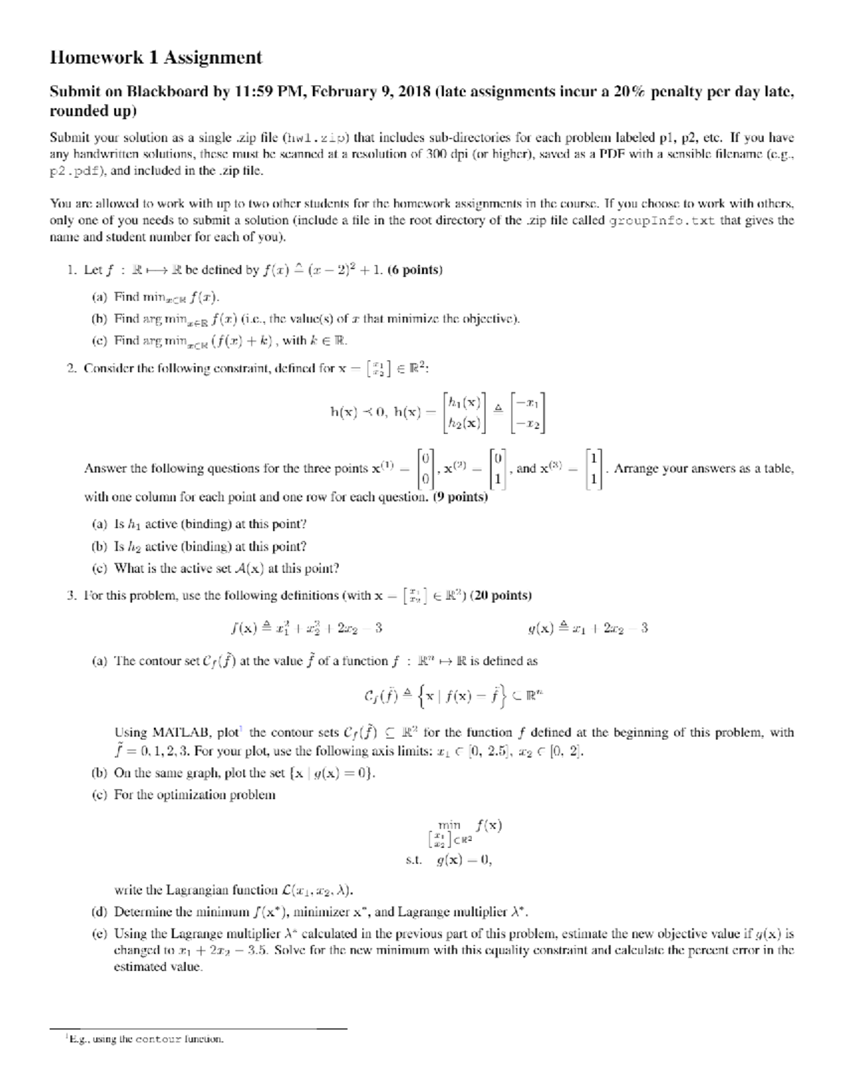 ECE-1085 hw1 - Assignment - Homework 1 Assignment Submit on Blackboard 11:59 PM, February 9 ...