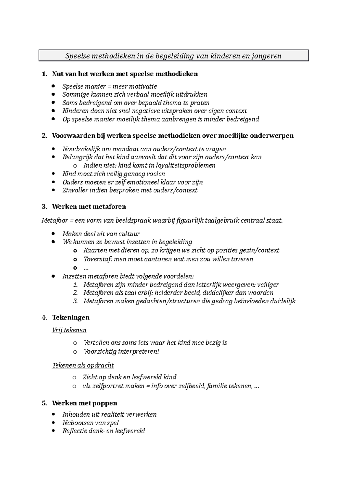 2 Speelse methodieken samenvatting - Speelse methodieken in de ...