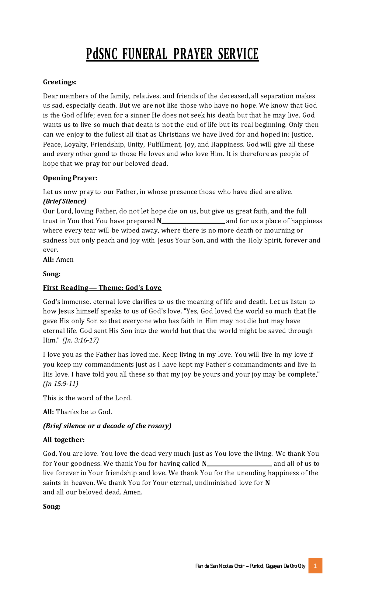 Pd SNC Funeral Prayer Service - Pan de San Nicolas Choir – Puntod ...