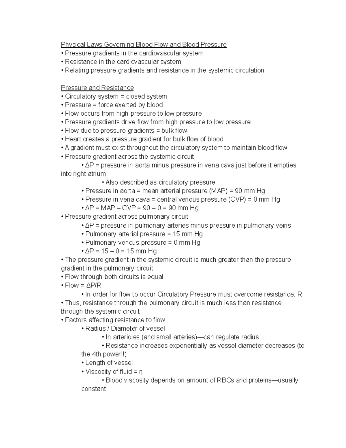 Lecture 11 - Physical Laws Governing Blood Flow and Blood Pressure ...