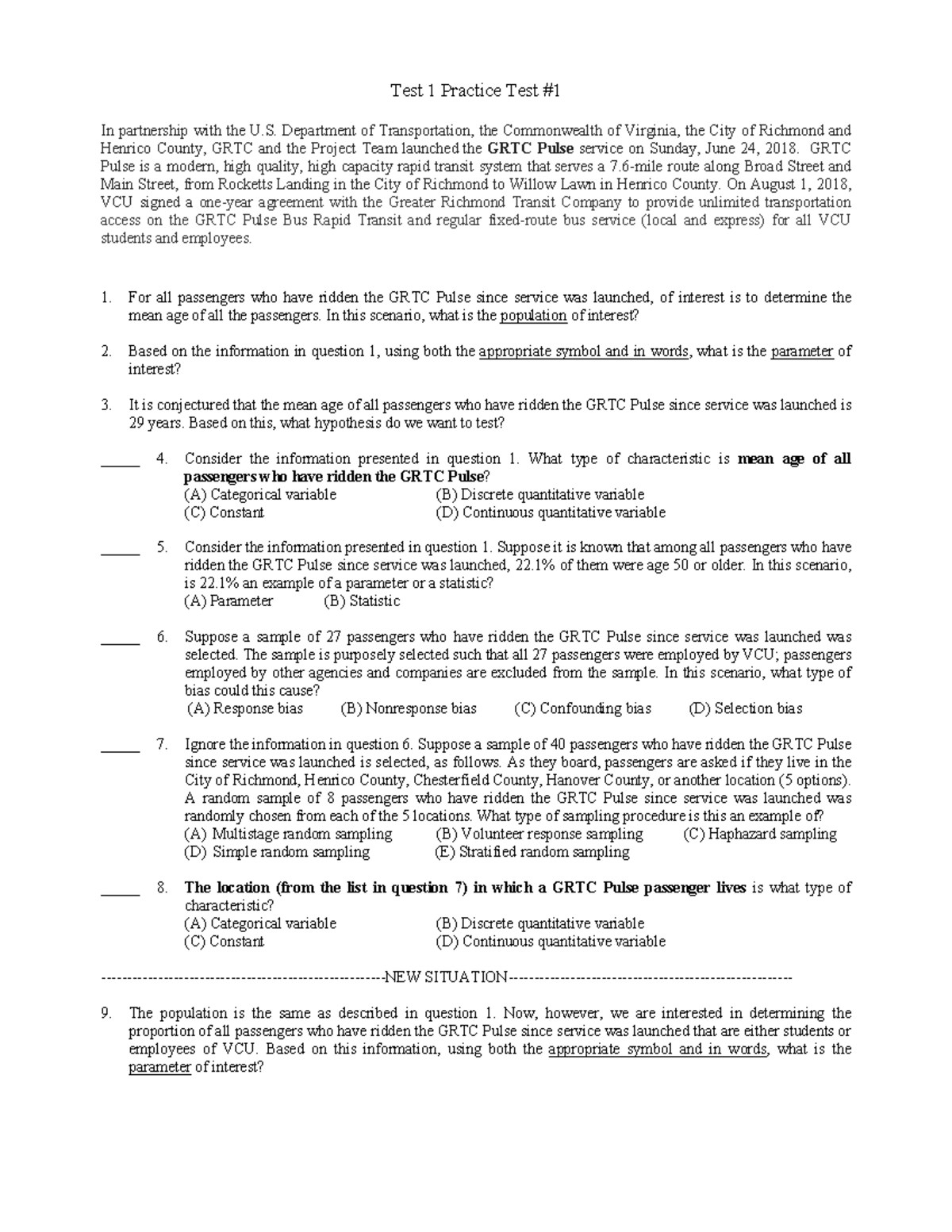 Test 1 Practice 1 - Test 1 Practice Test In partnership with the U ...