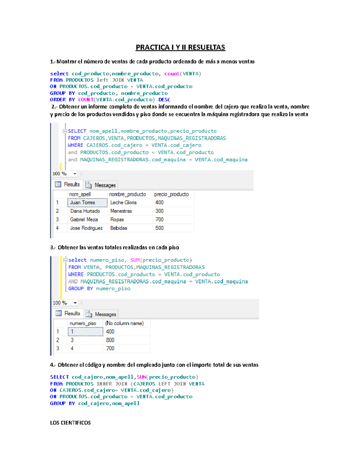 Practica I Y II Resueltas - PRACTICA I Y II RESUELTAS 1.-Moatrar el ...