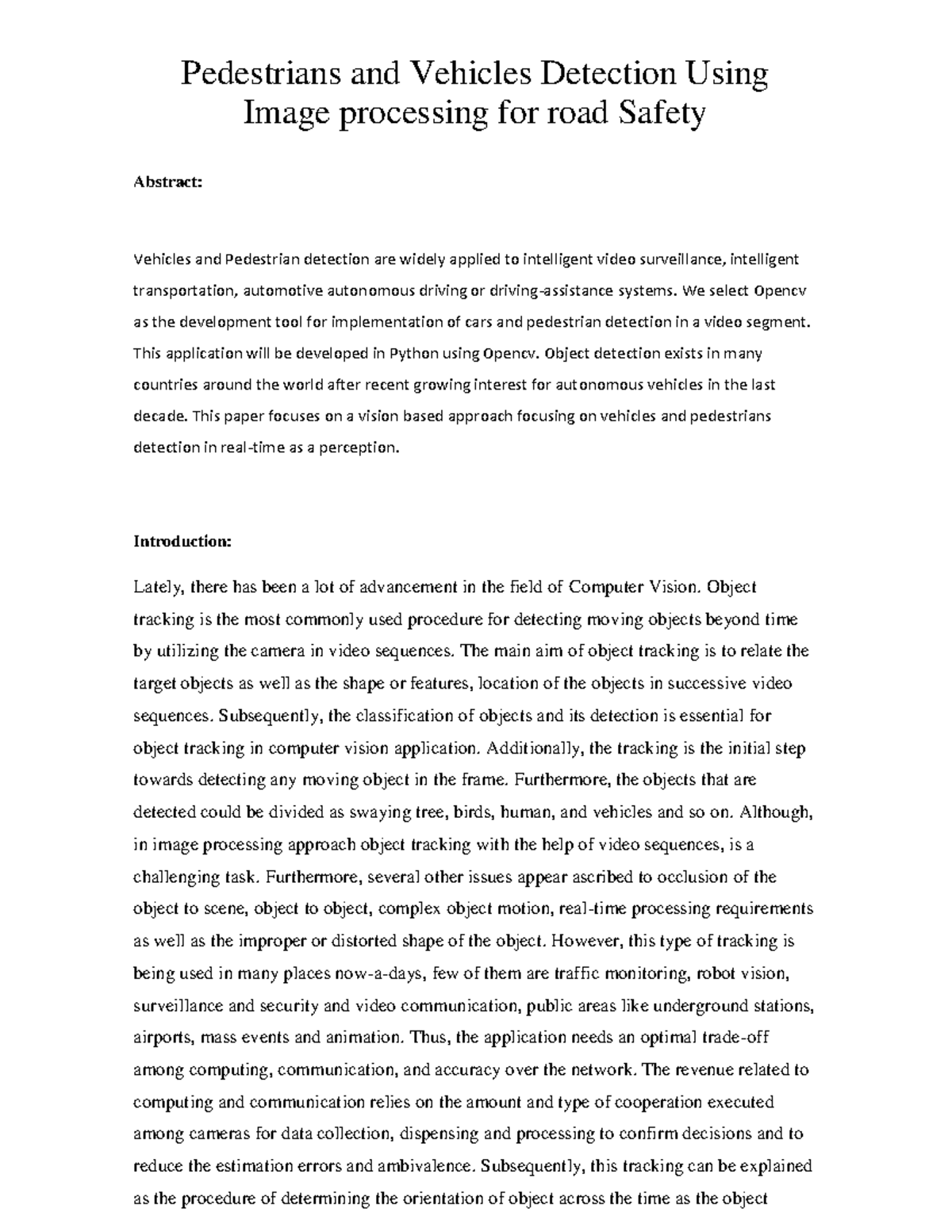 Vehicle and pedestrian detection - Pedestrians and Vehicles Detection Using Image processing for ...