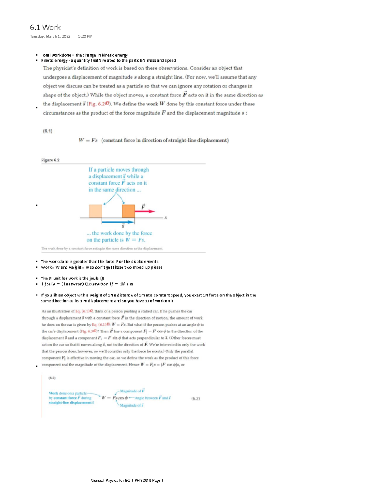 Work and how to calculate it - Total work done = the change in kinetic ...
