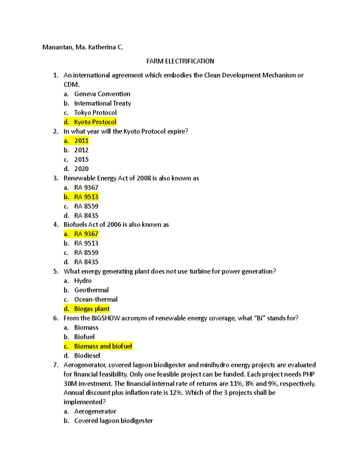 Exam-2-1-Farm-Electrification Review qustions and Answer - Manantan, Ma ...