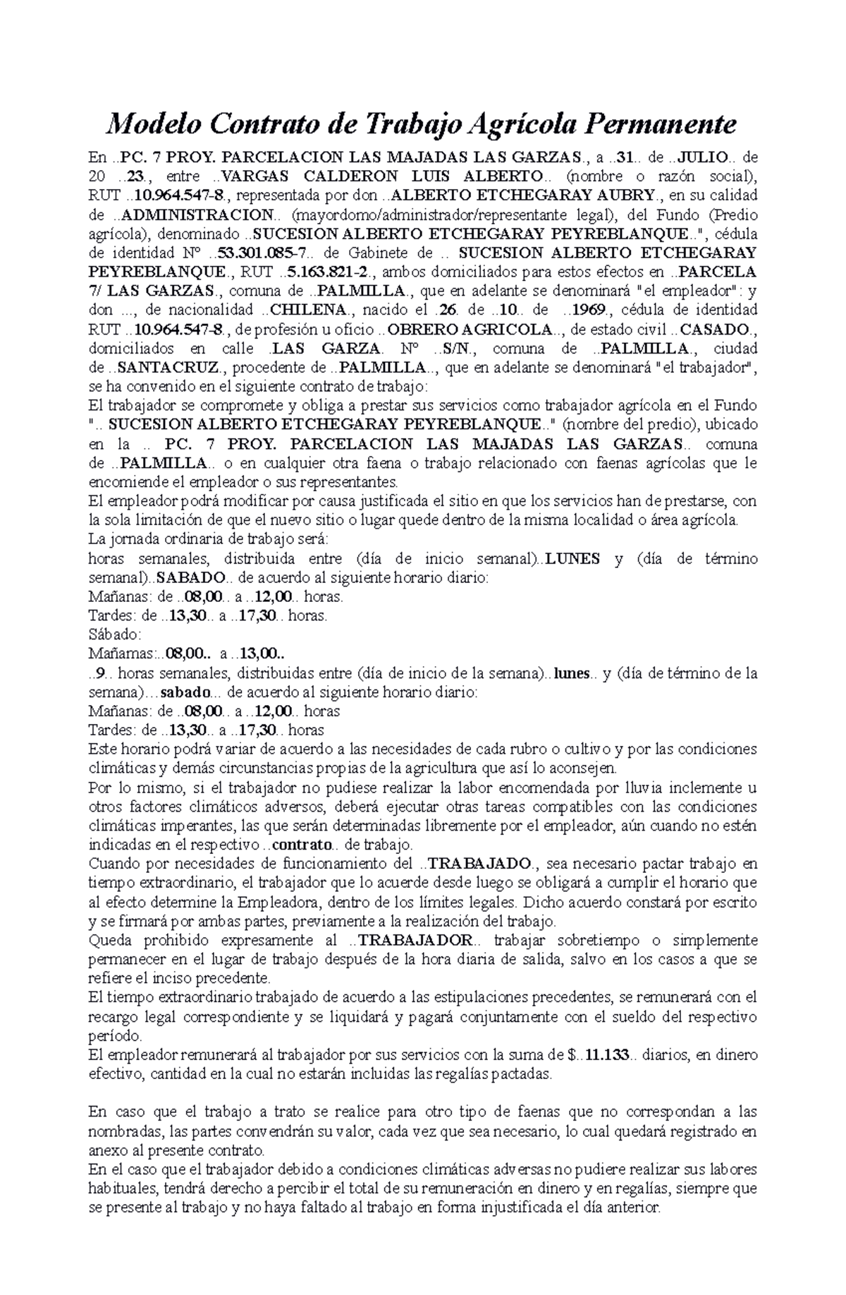 Articles-97403 Contrato Agricola Permanente - Modelo Contrato de ...