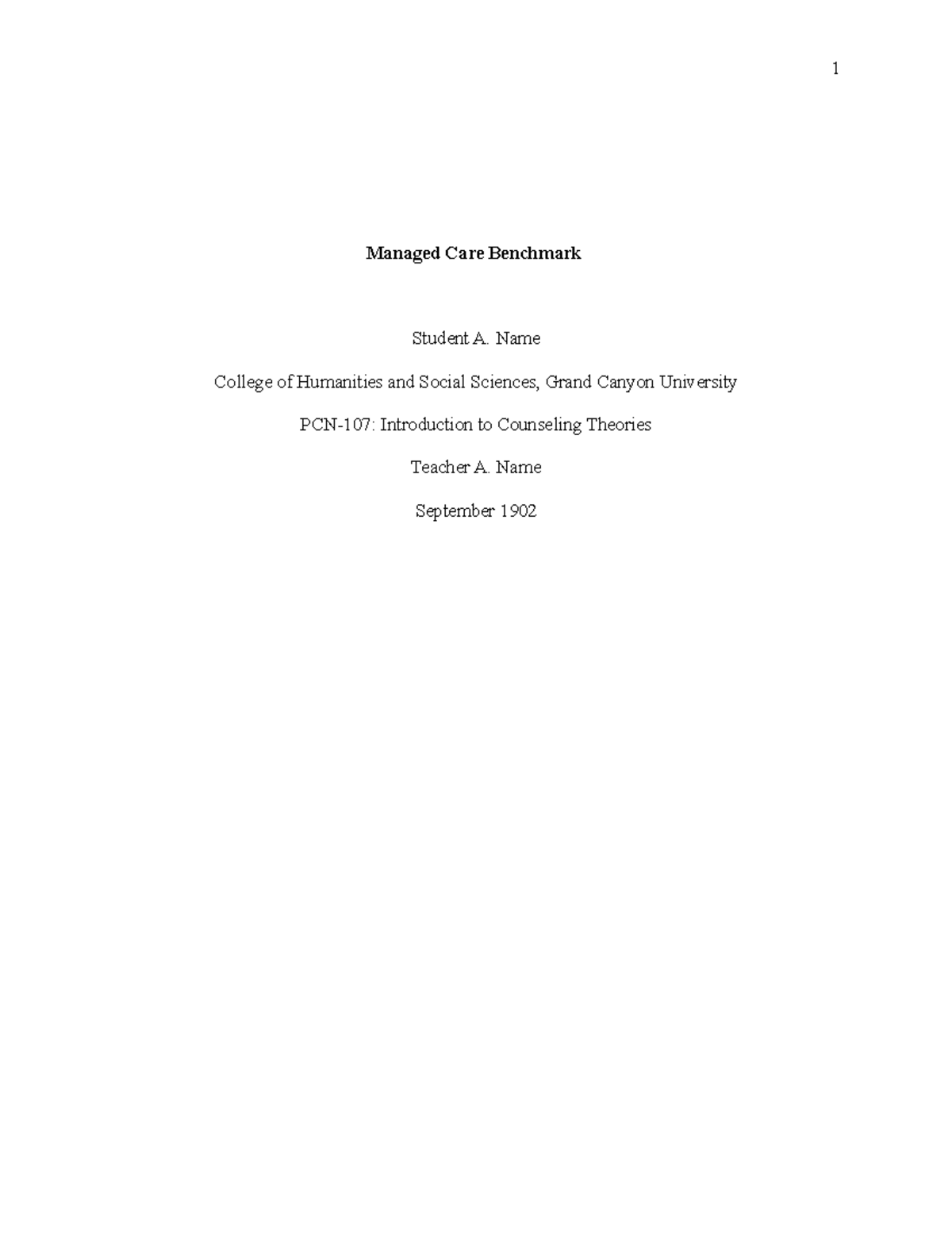 Managed Care Benchmark essay assignment grand canyon university ...