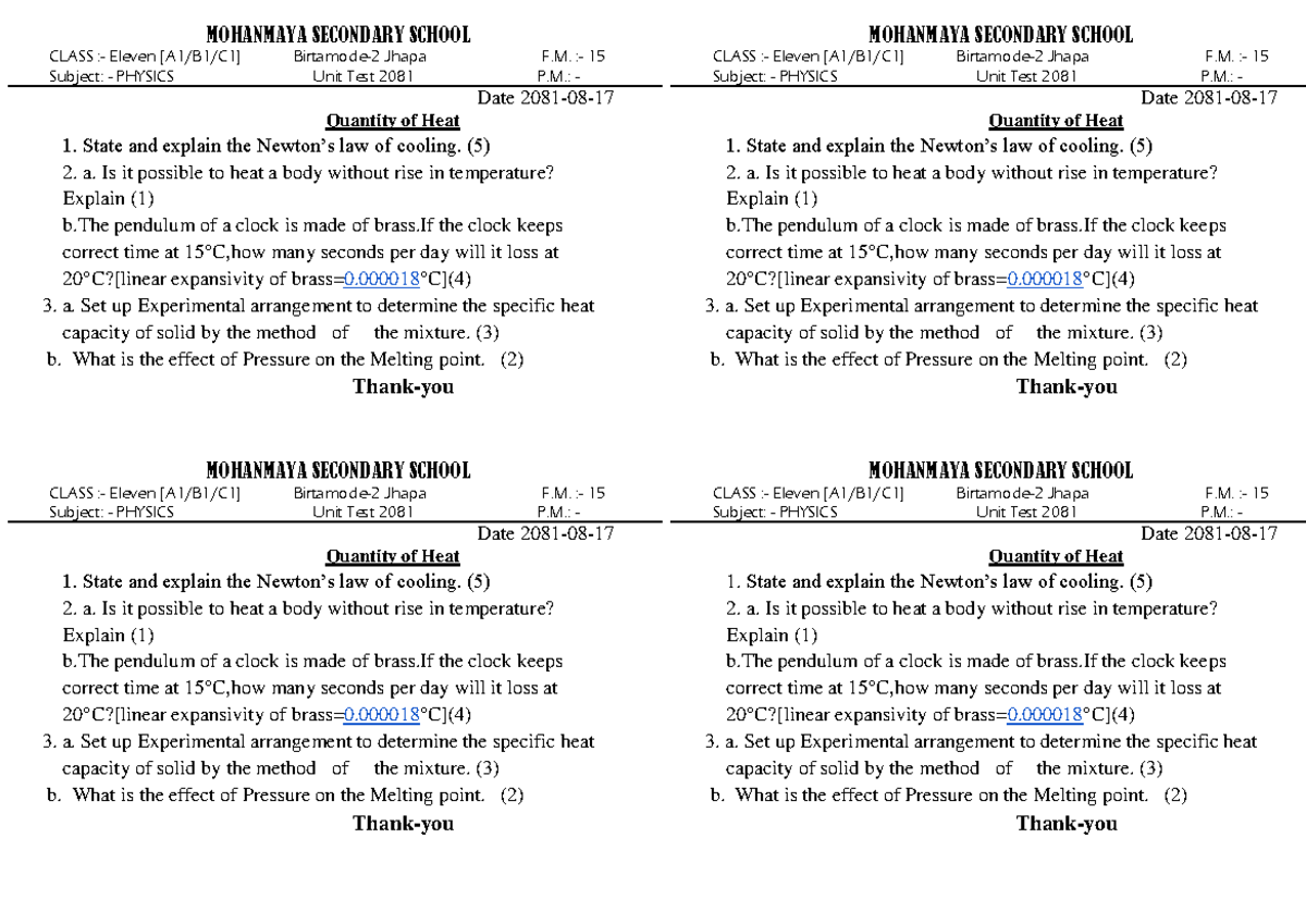 11 physics A1-B1-C1 - ada - MOHANMAYA SECONDARY SCHOOL CLASS :- Eleven ...