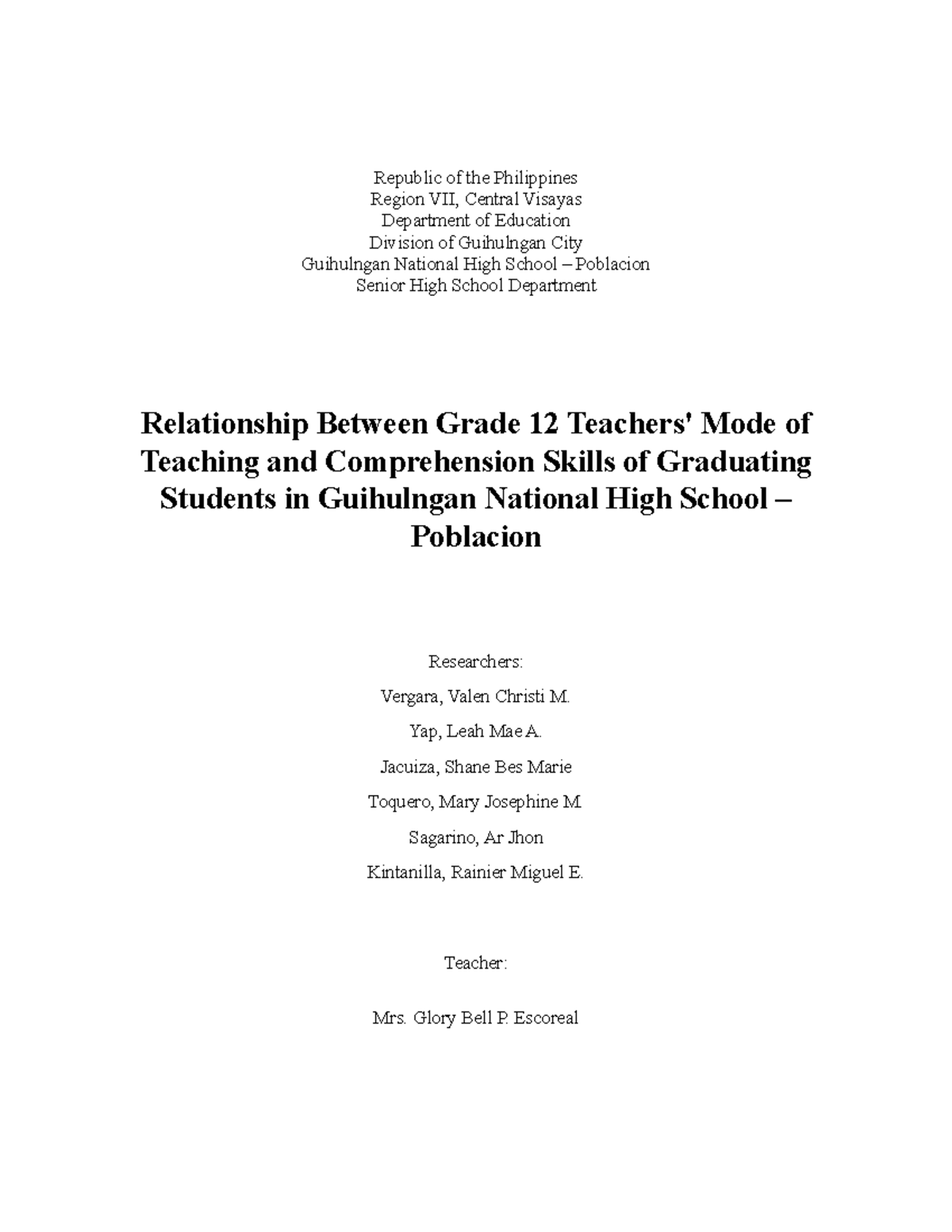 RRL - RRL - Republic of the Philippines Region VII, Central Visayas ...