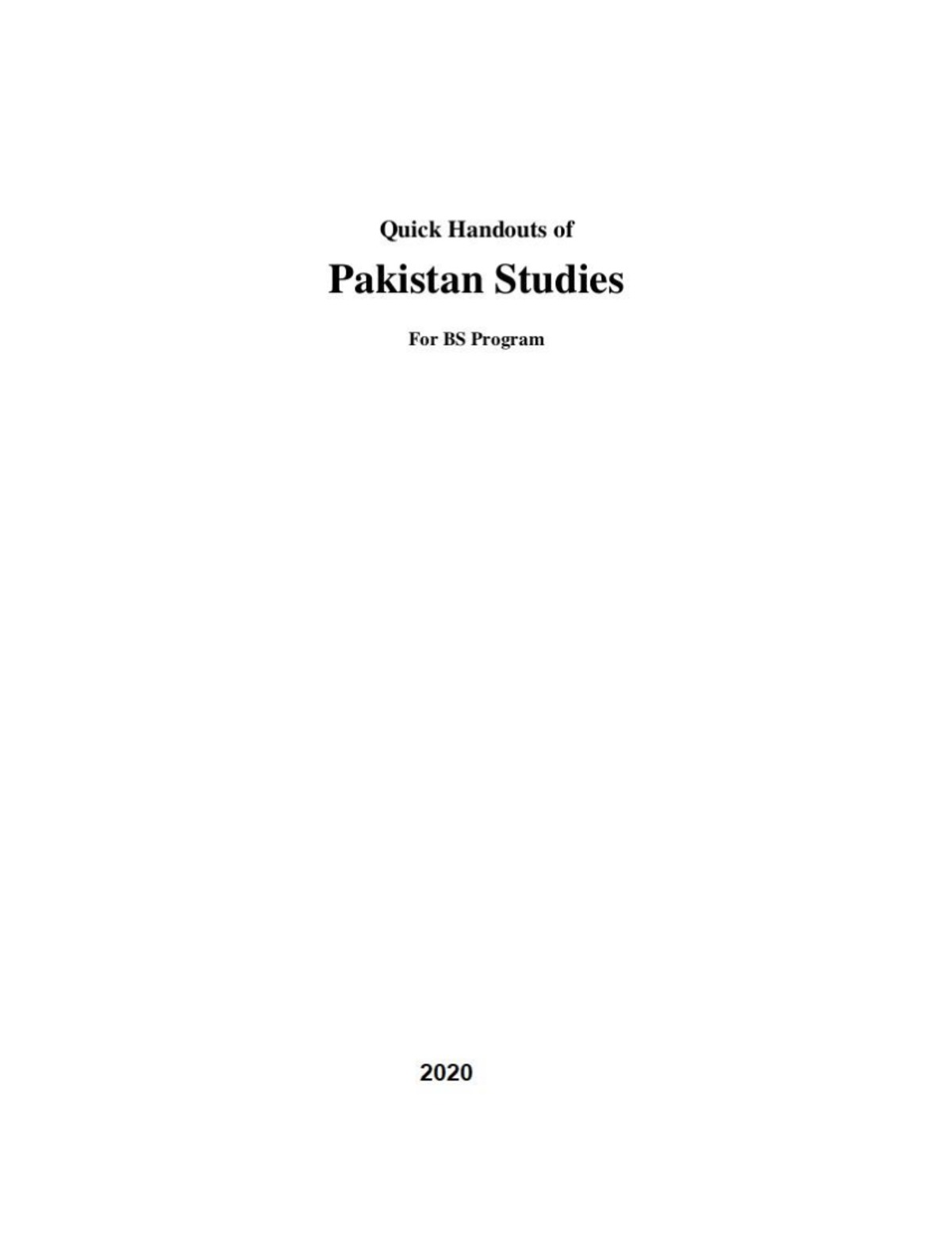 Pakistan Studies Notes for BS Programme - Pakistan Studies/Any other ...